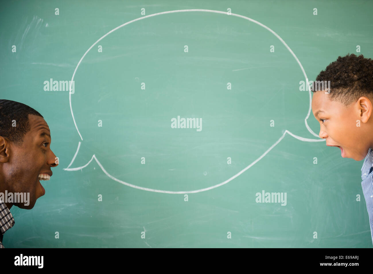 Teacher student talking empty bubble hi-res stock photography and ...
