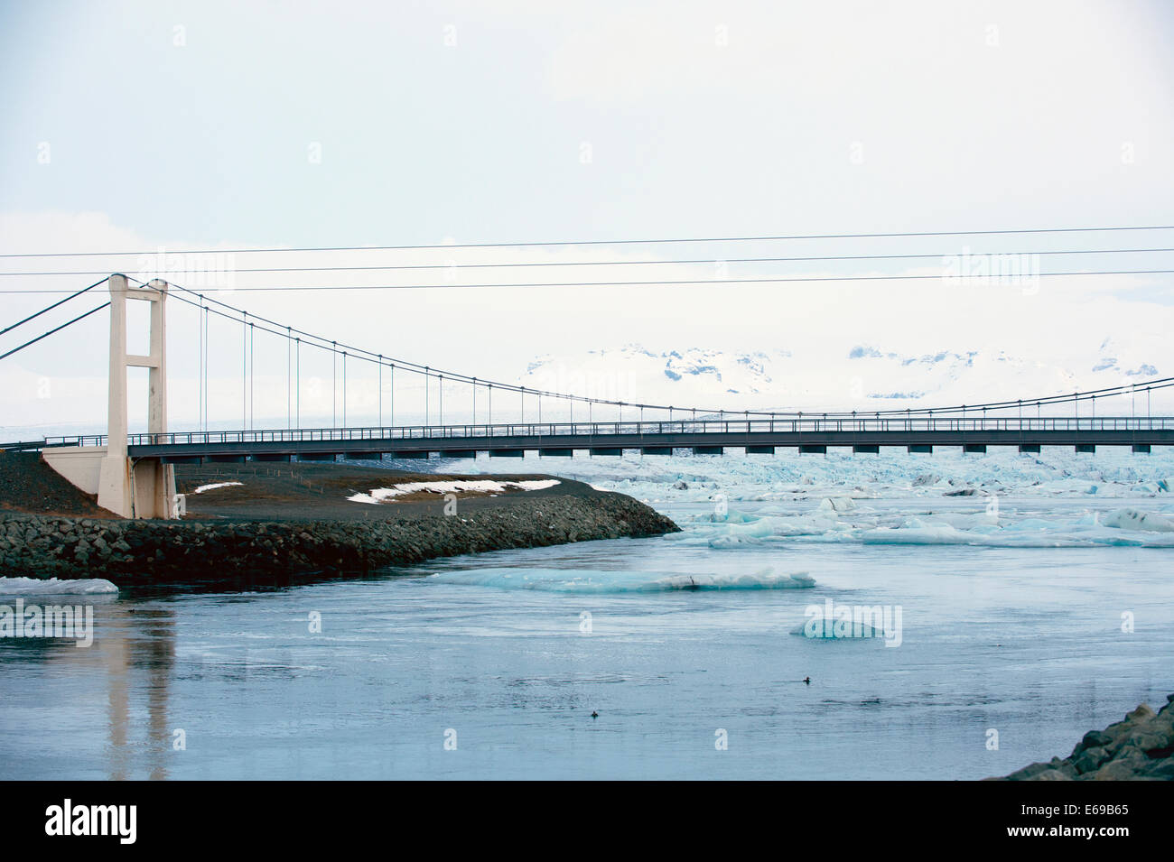 Bridge over arctic river Stock Photo - Alamy
