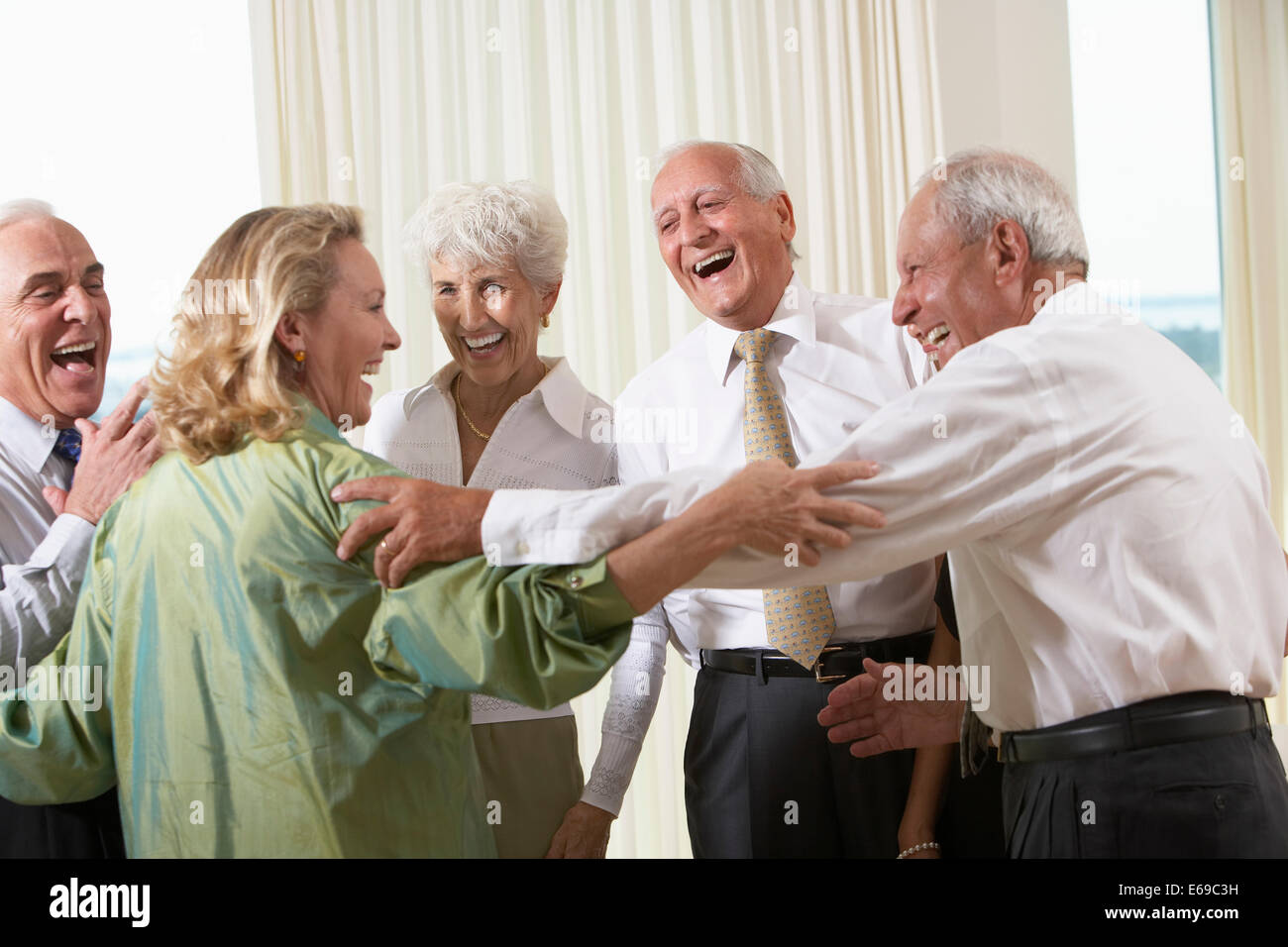 Three senior men laughing close up hi-res stock photography and images - Alamy
