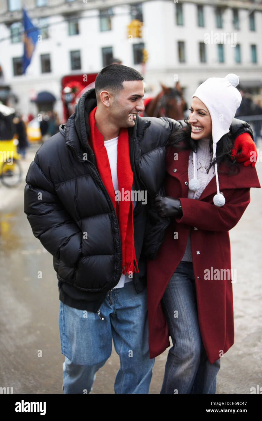 Couple walking side profile hi-res stock photography and images - Alamy