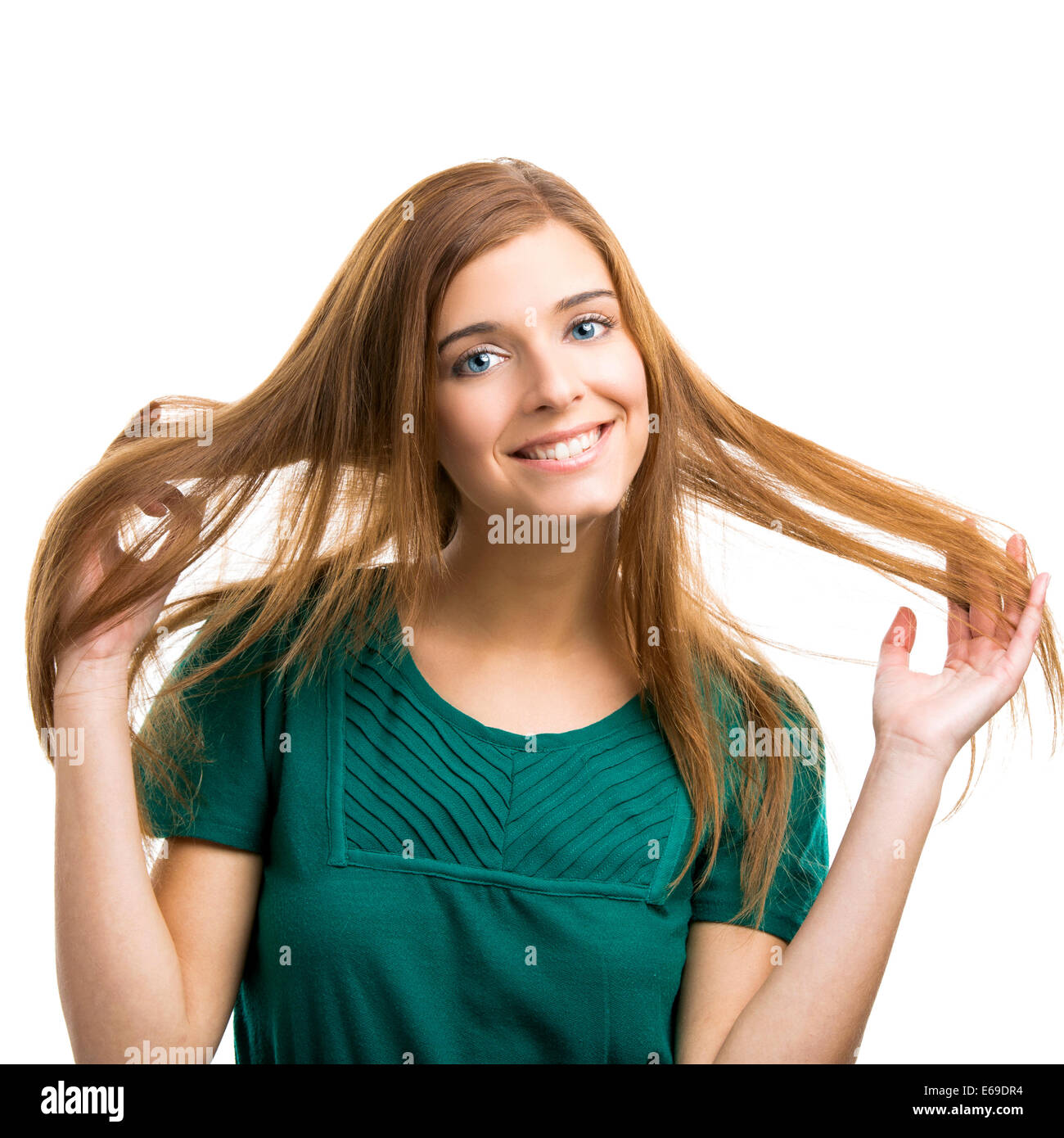 Porteait of a beautiful girl isolated on white background Stock Photo ...