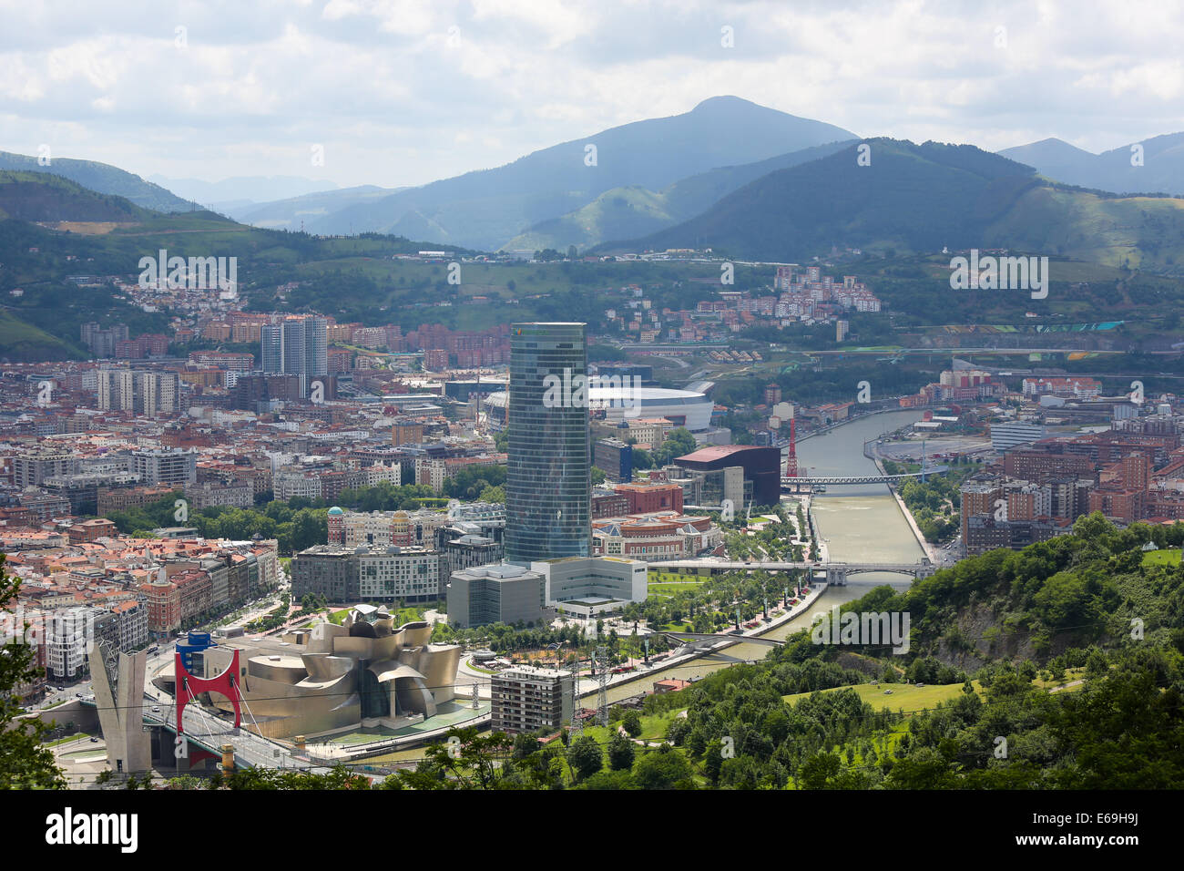 Panorama on the center of Bilbao, Basque country, Spain, with the ...