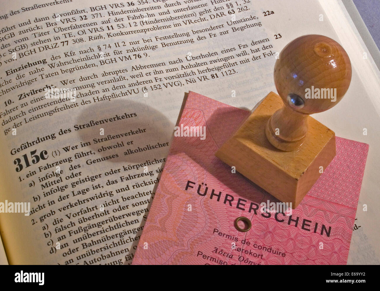 rubber stamp,strafgesetzbuch,driver's license Stock Photo - Alamy