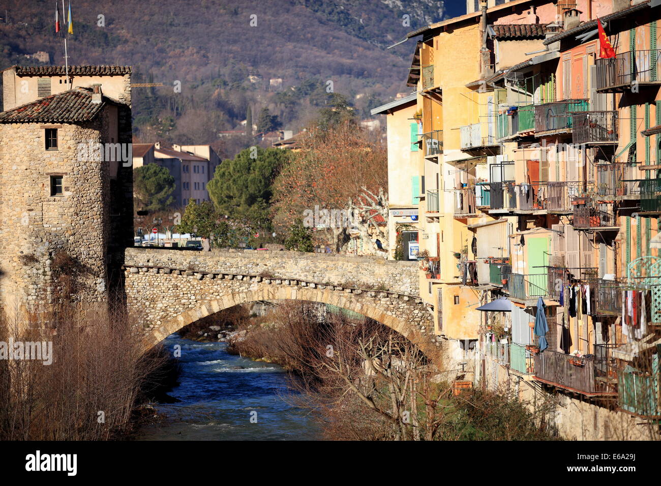 The picturesque village of Sospel with the medieval bridge Stock Photo ...