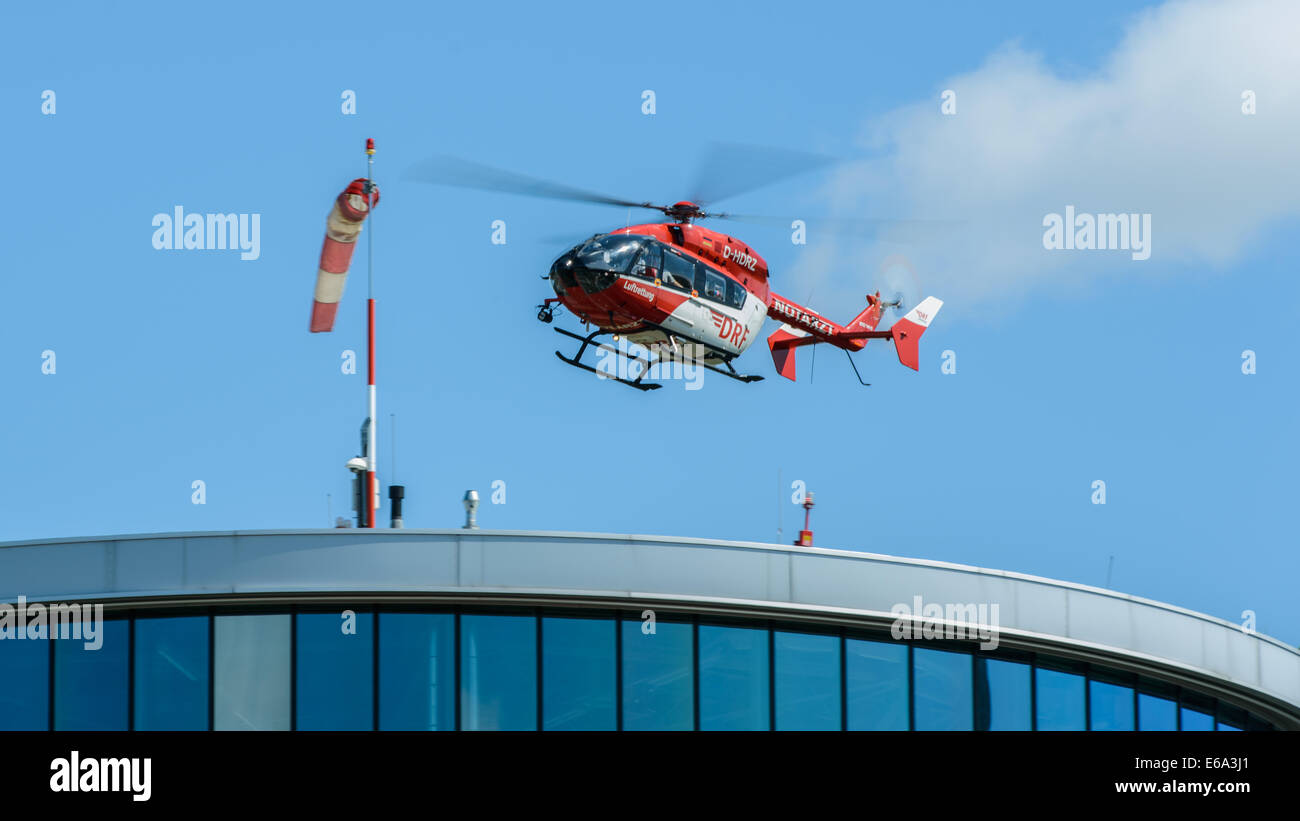 The DRF rescue helicopter "Christoph Berlin" Eurocopter EC145 is ...