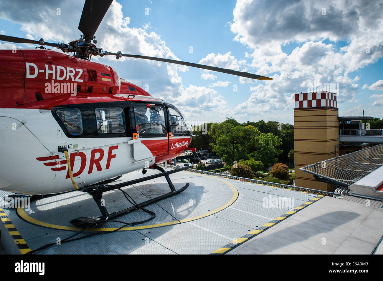 The DRF rescue helicopter "Christoph Berlin" Eurocopter EC145 is seen ...