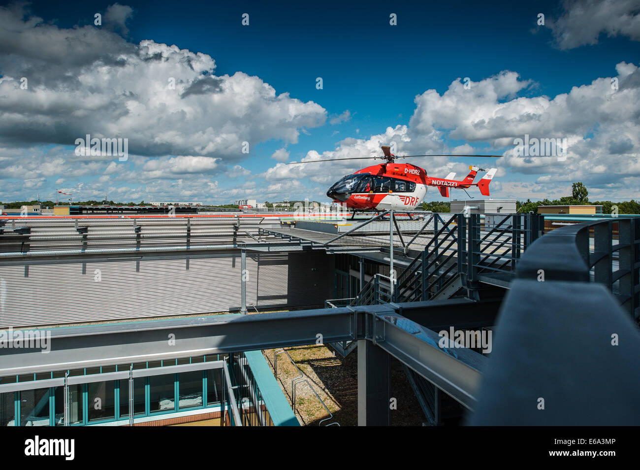 The DRF rescue helicopter "Christoph Berlin" Eurocopter EC145 is seen ...