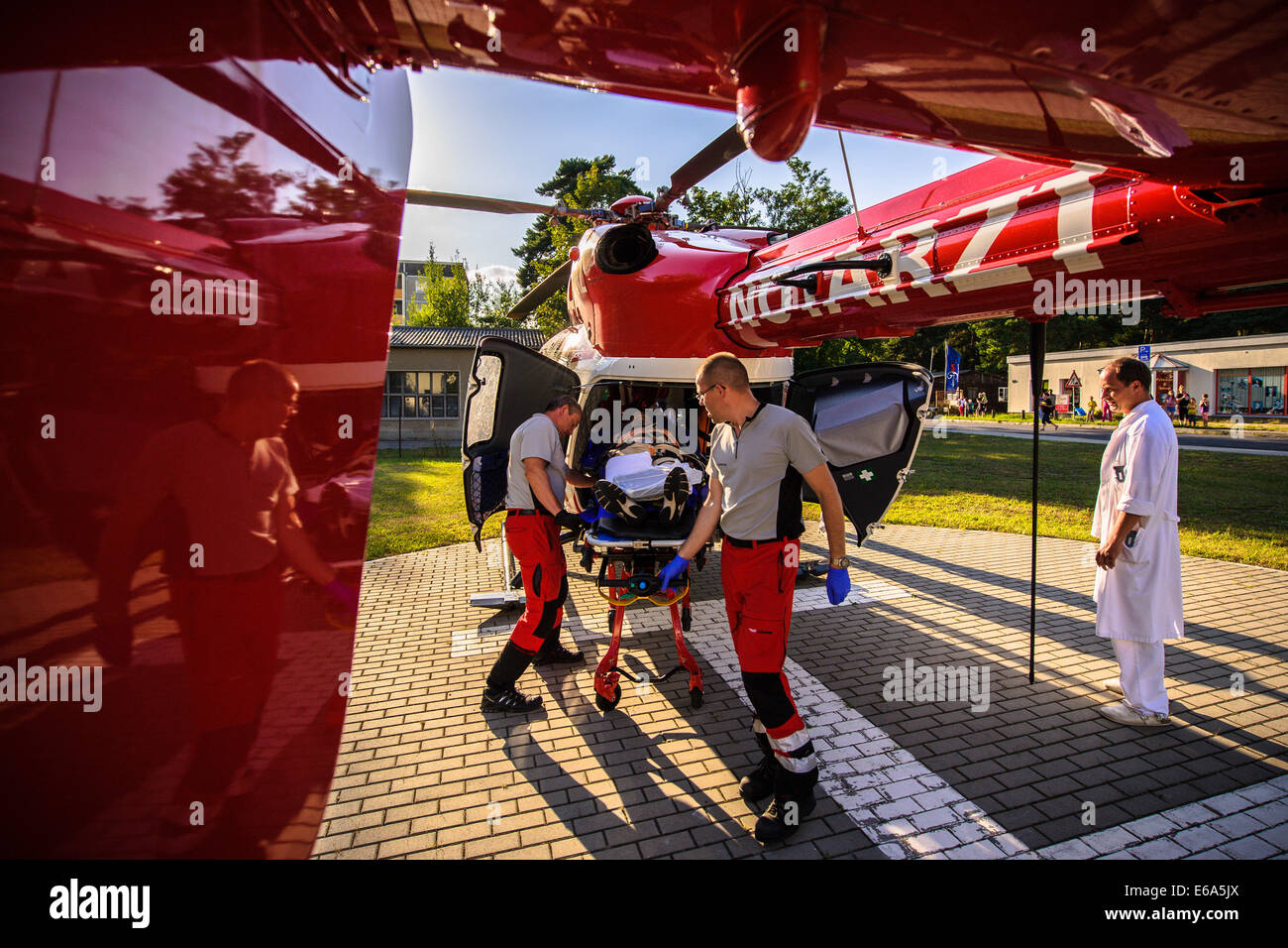 Another Hospital. 12th Aug, 2014. The DRF rescue helicopter "Christoph ...