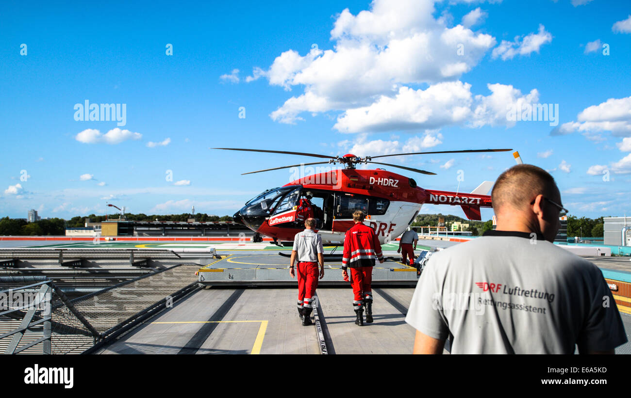The DRF rescue helicopter "Christoph Berlin" Eurocopter EC145 is seen ...