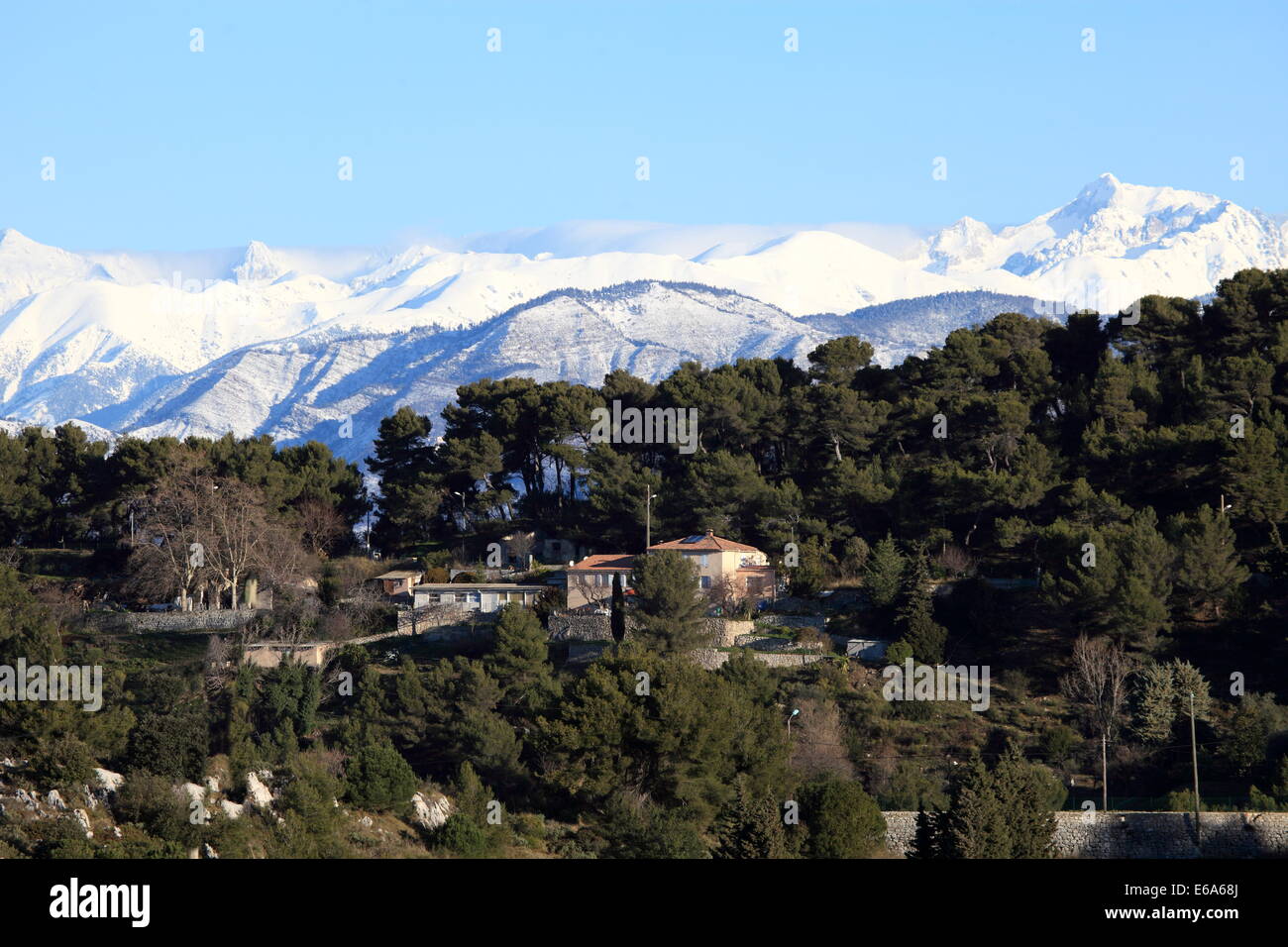 Picturesque landscape of the French Riviera in winter from the Grande ...