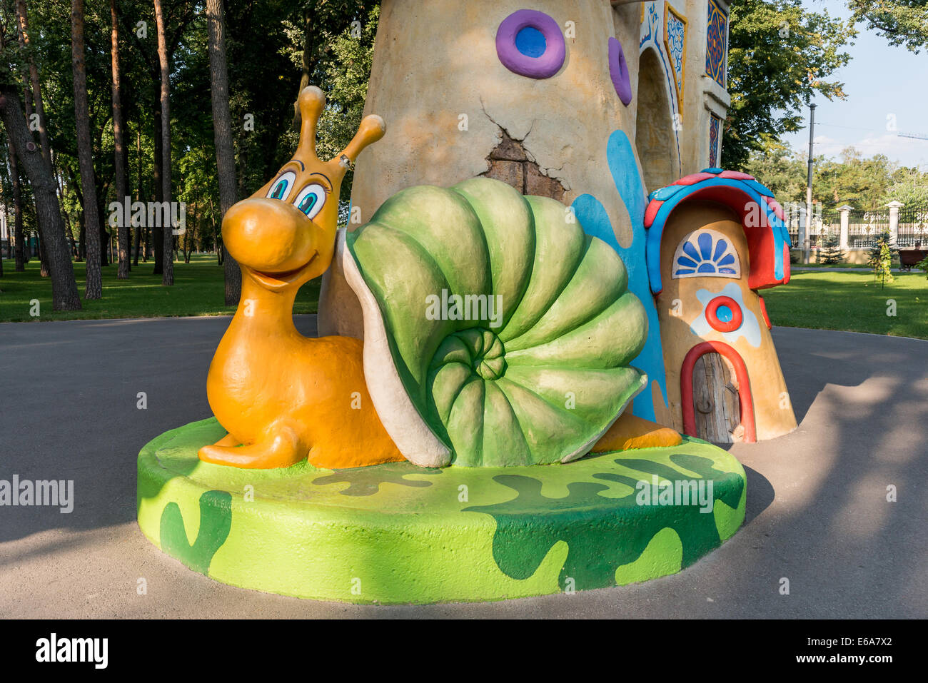 nice coloured snail smiling in a park Stock Photo - Alamy