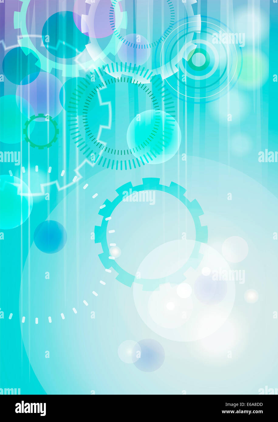 Technical abstract turquoise background with shiny transparent circles ...