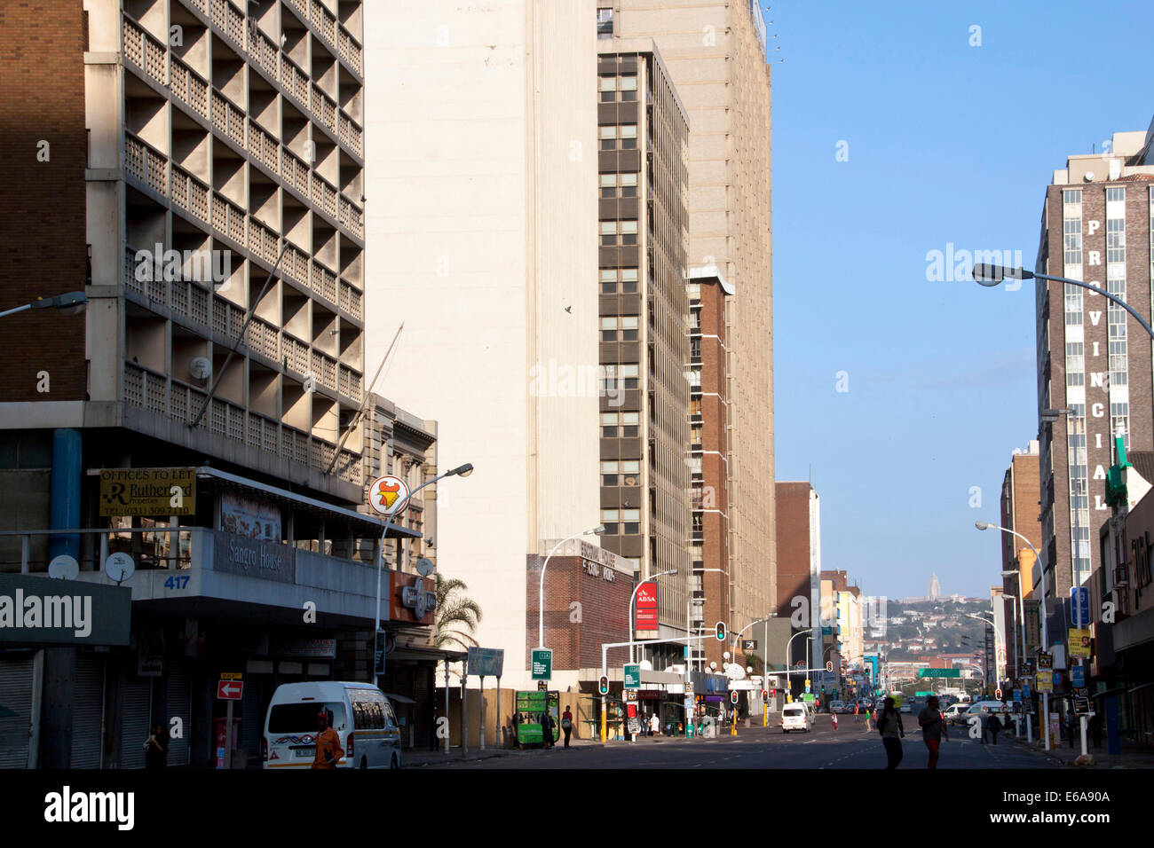 DURBAN, SOUTH AFRICA - AUGUST 17, 2014: Early morning view of vehicles ...