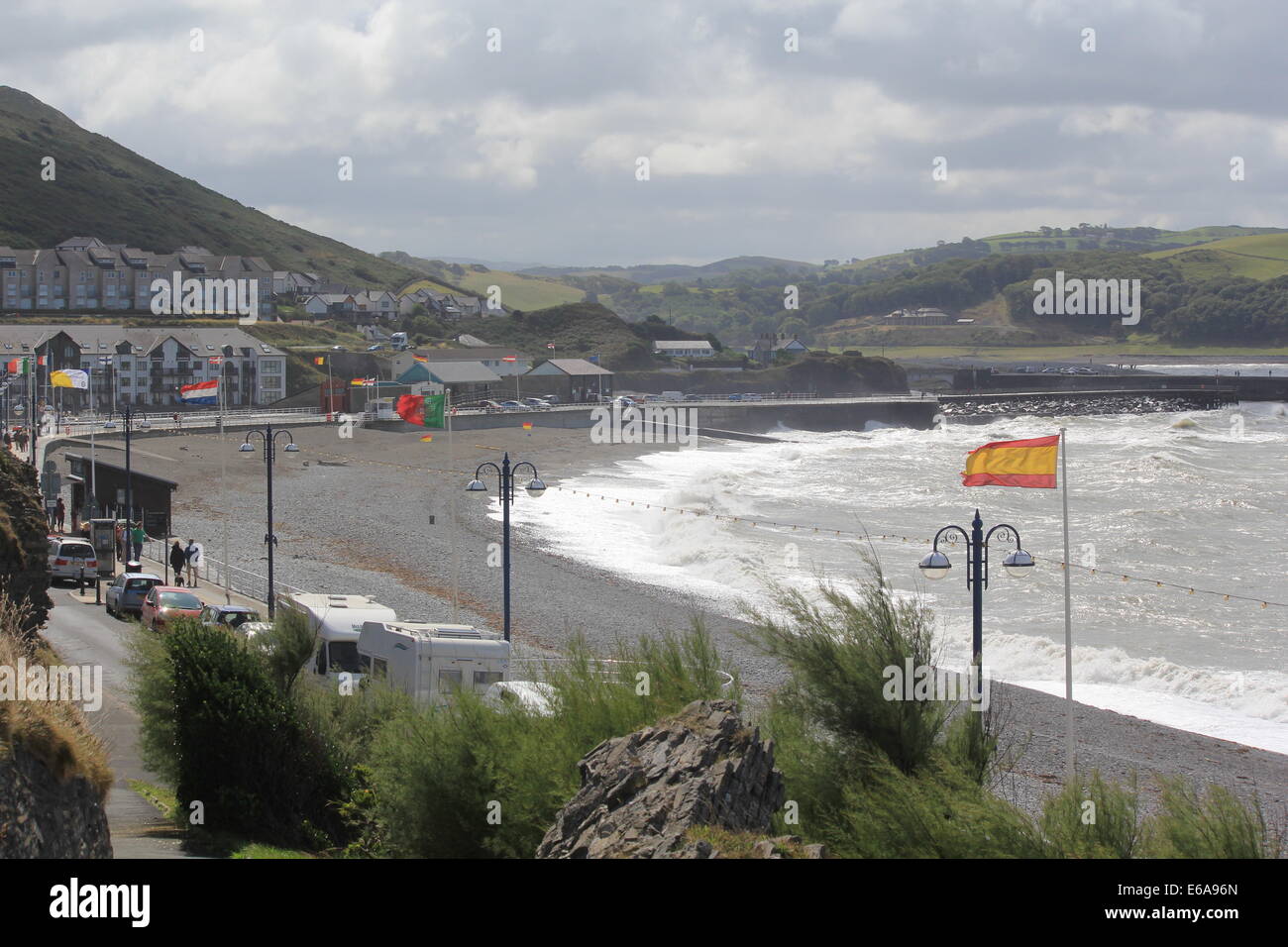Aberystwyth south beach on a windy day Stock Photo - Alamy