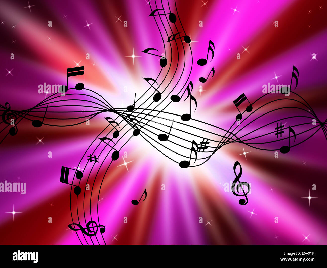 Pink Music Background Showing Musical Instruments And Brightness Stock ...