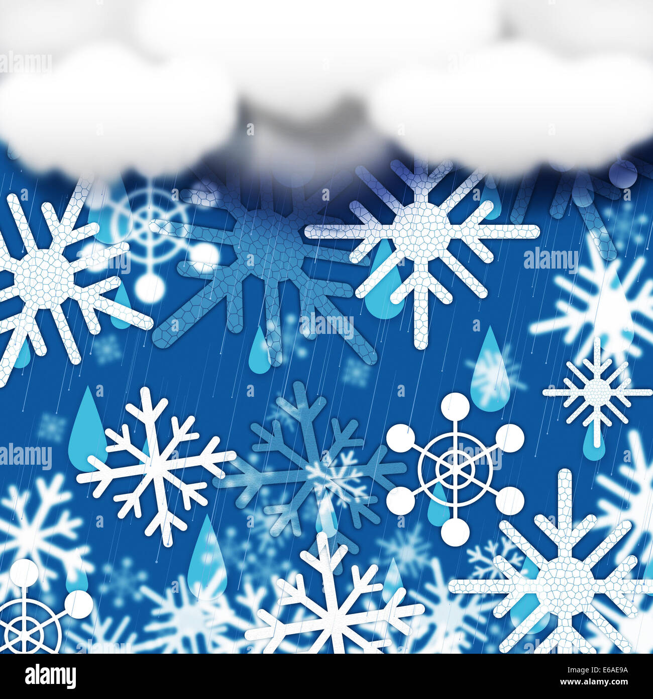 Blue Snowflakes Background Showing Snow Cloud And Snowing Stock Photo ...
