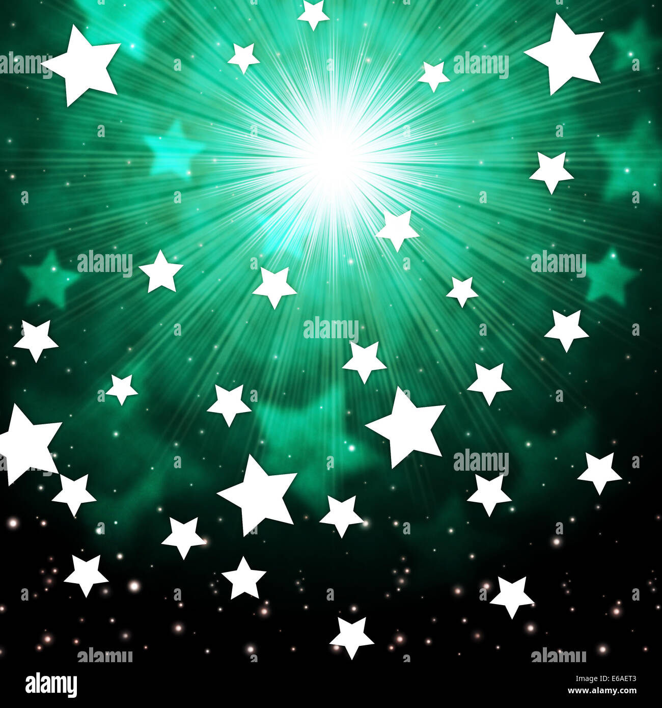 Green Sky Background Showing Radiance Stars And Heavens Stock Photo - Alamy