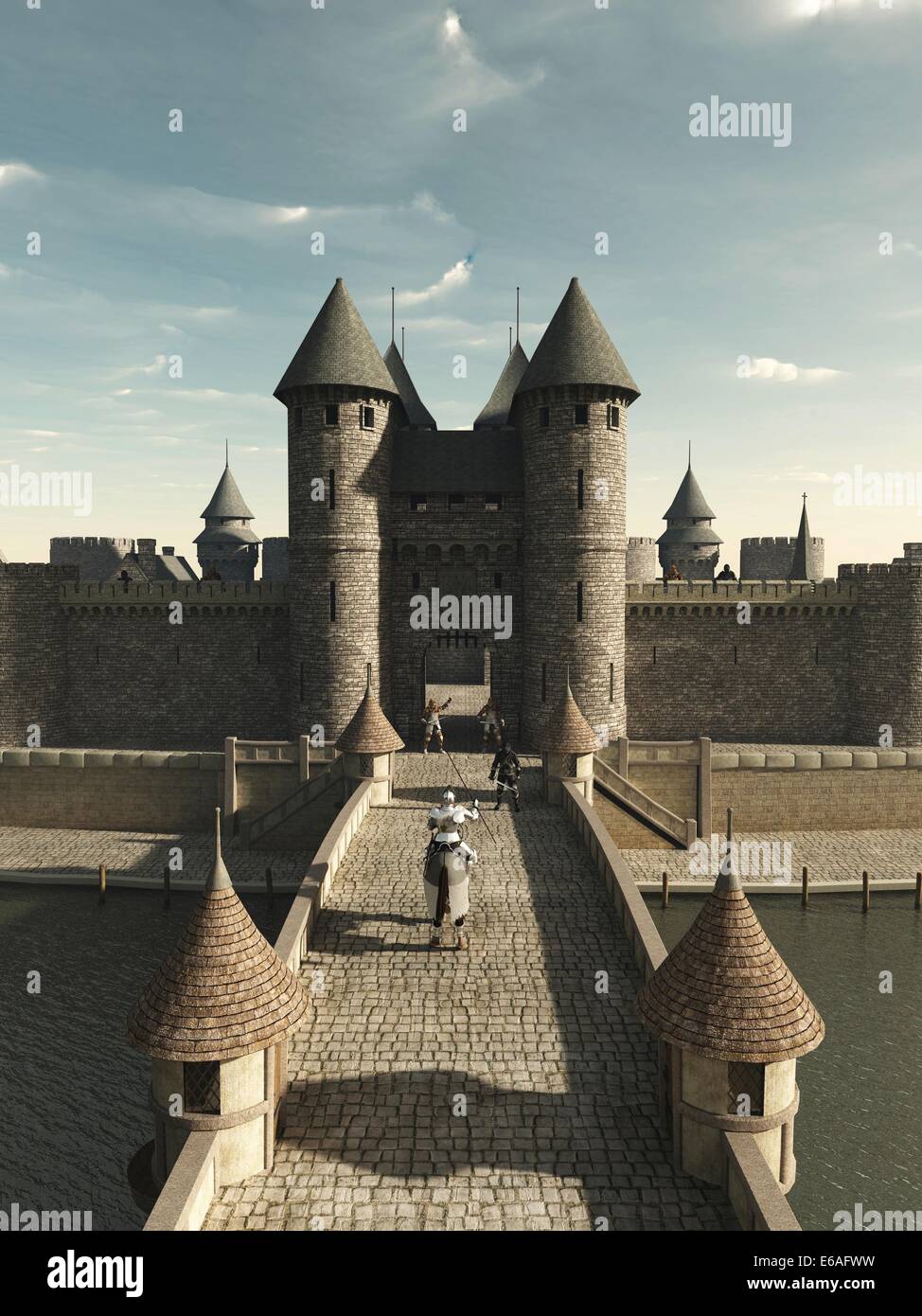 Knight Riding to the Castle Gate Stock Photo - Alamy