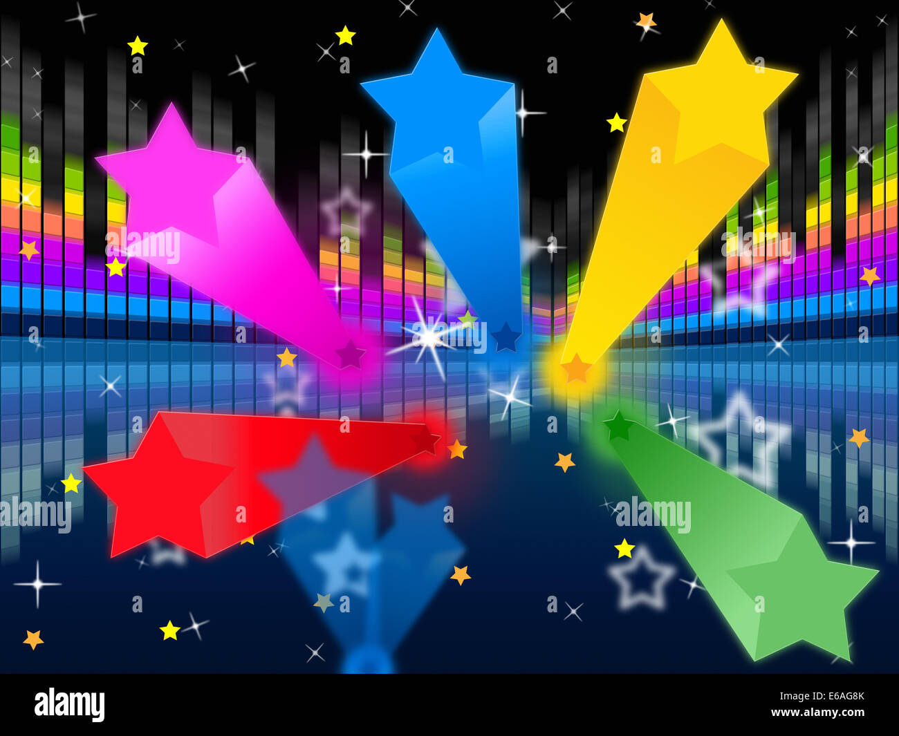 Stars Soundwaves Background Showing Colorful And Music Stock Photo - Alamy