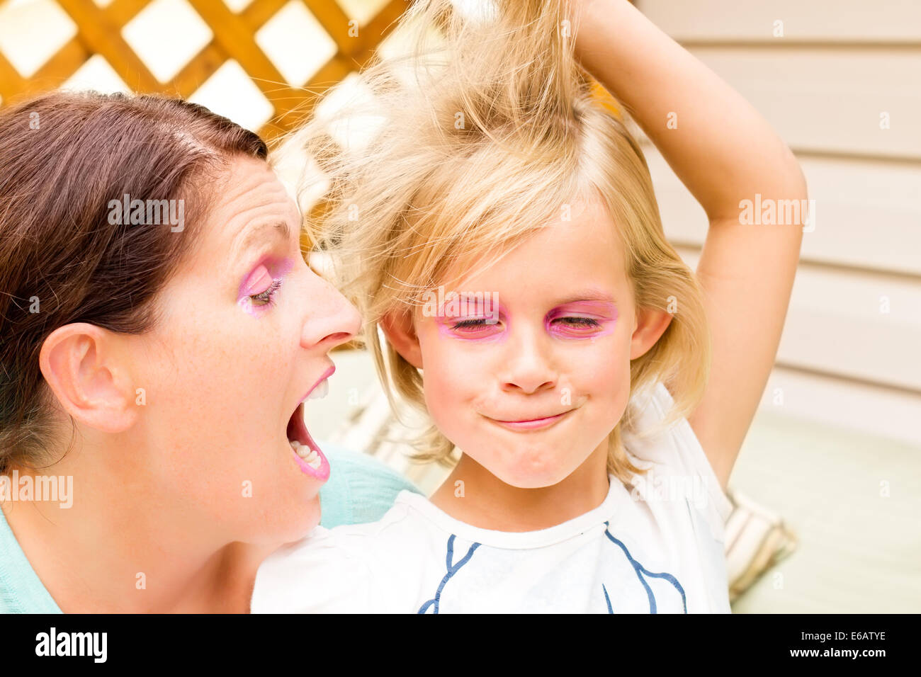 Mother and Daughter Goofing Around for the Camera Stock Photo - Alamy