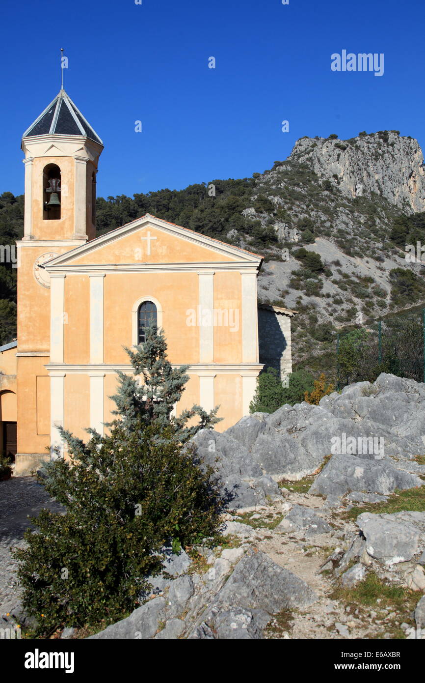 The church of the medieval perched village of Peillon Stock Photo - Alamy