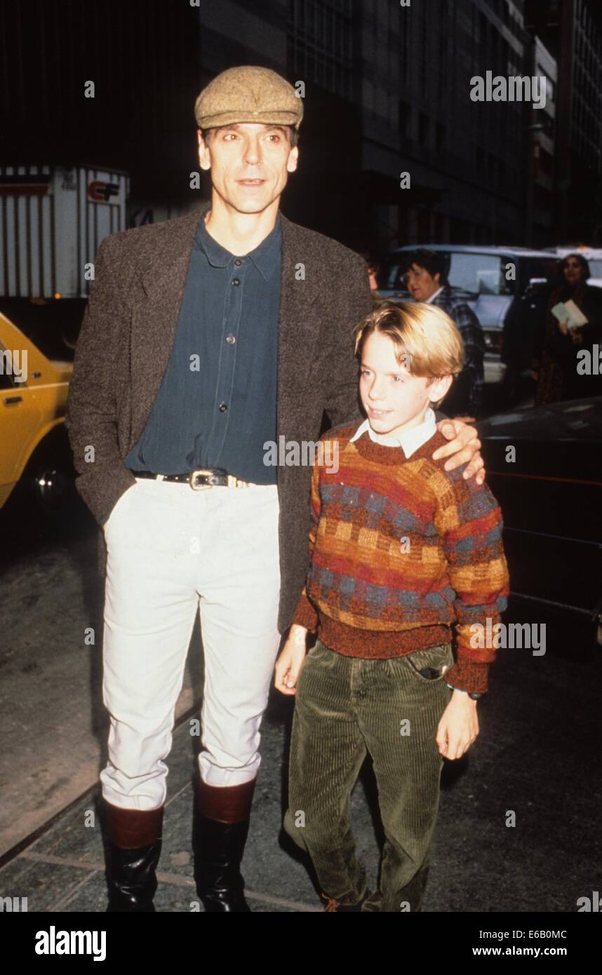 JEREMY IRONS with son Sam 1989.f9183.(Credit Image: © Michael Ferguson ...