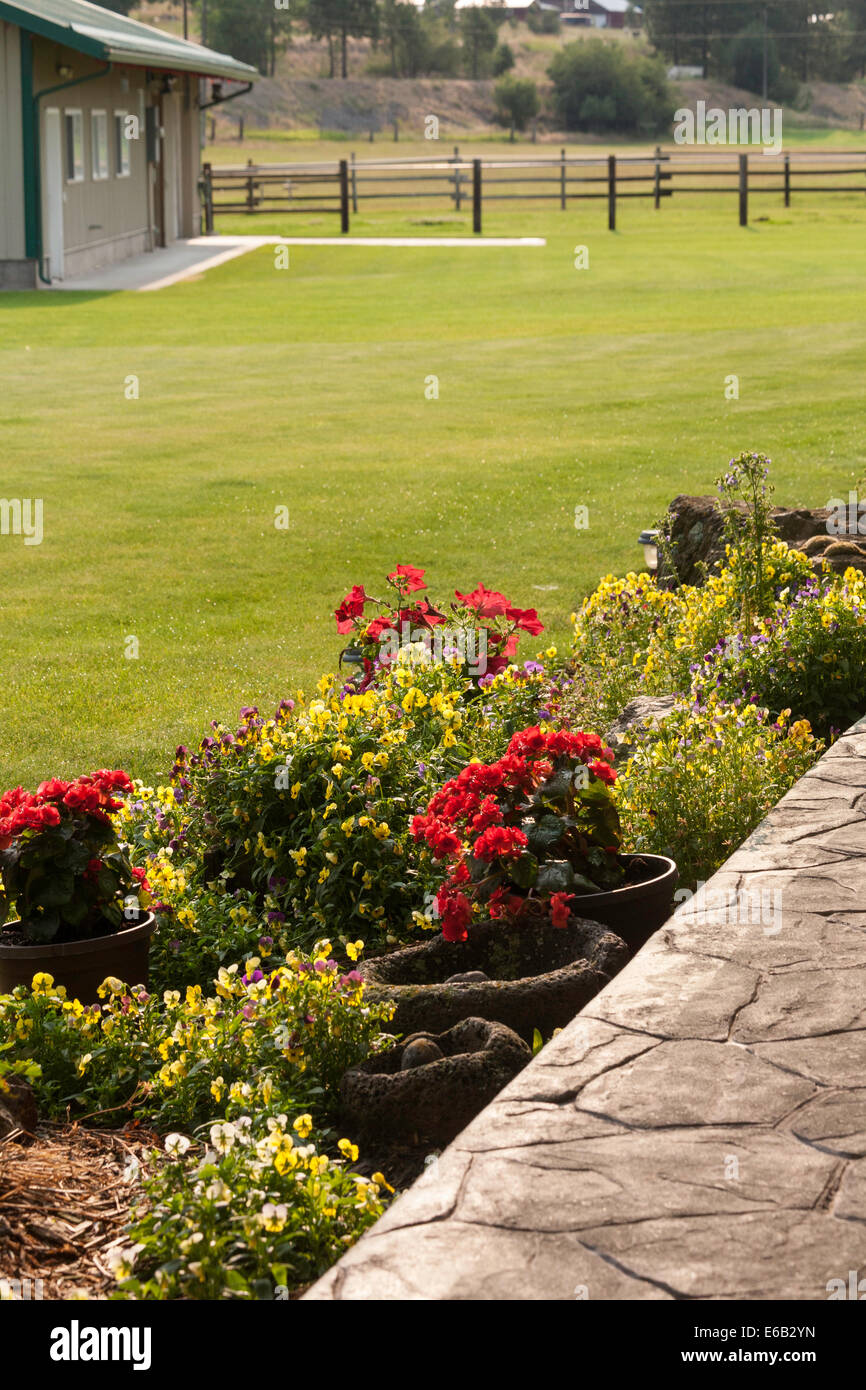 Landscaping and Lawn on Gentleman's Ranch, Montana, USA Stock Photo - Alamy