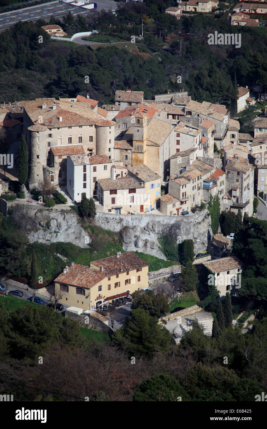 The picturesque perched village of Carros in the Var valley, French ...
