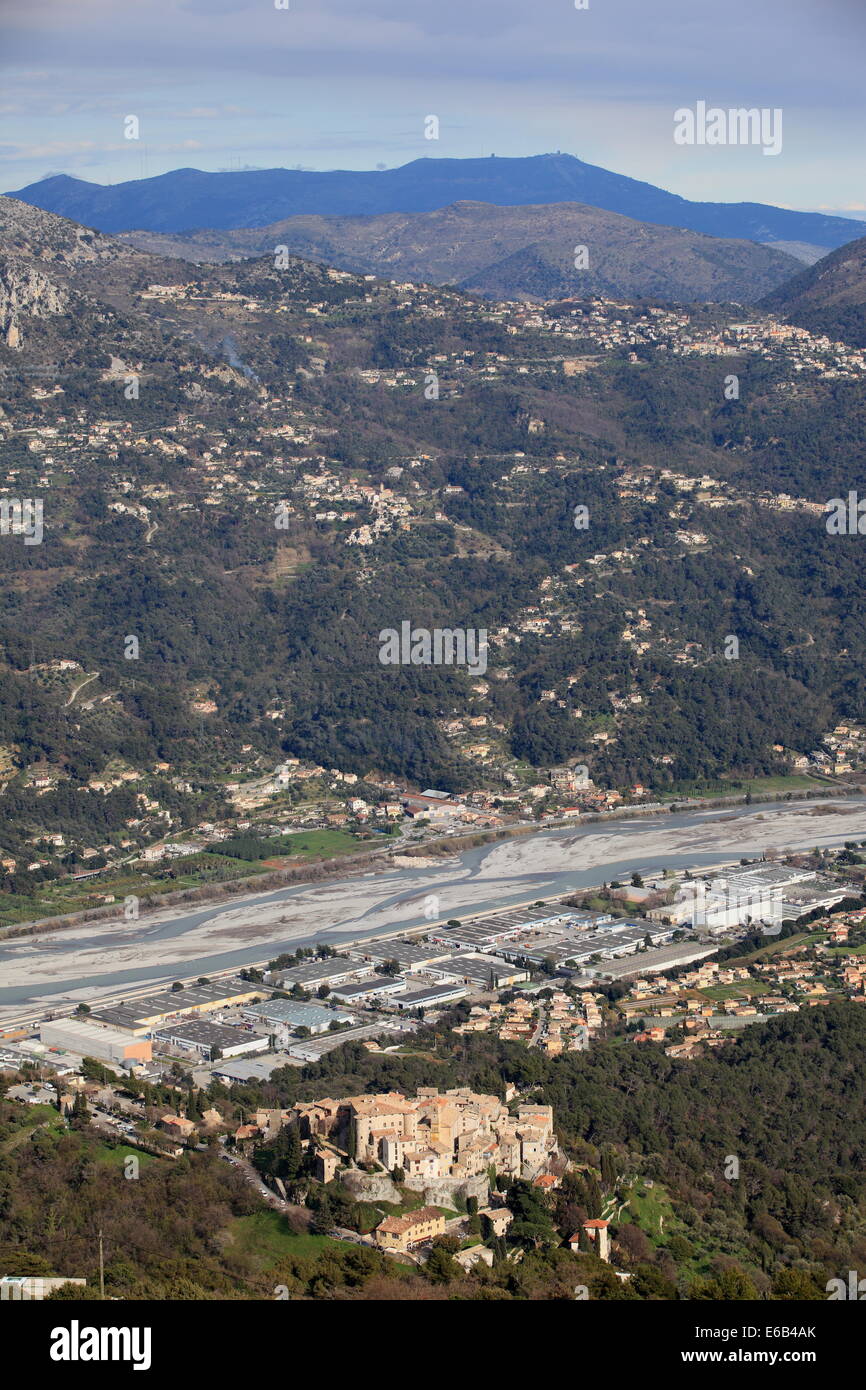The picturesque perched village of Carros in the Var valley, French ...