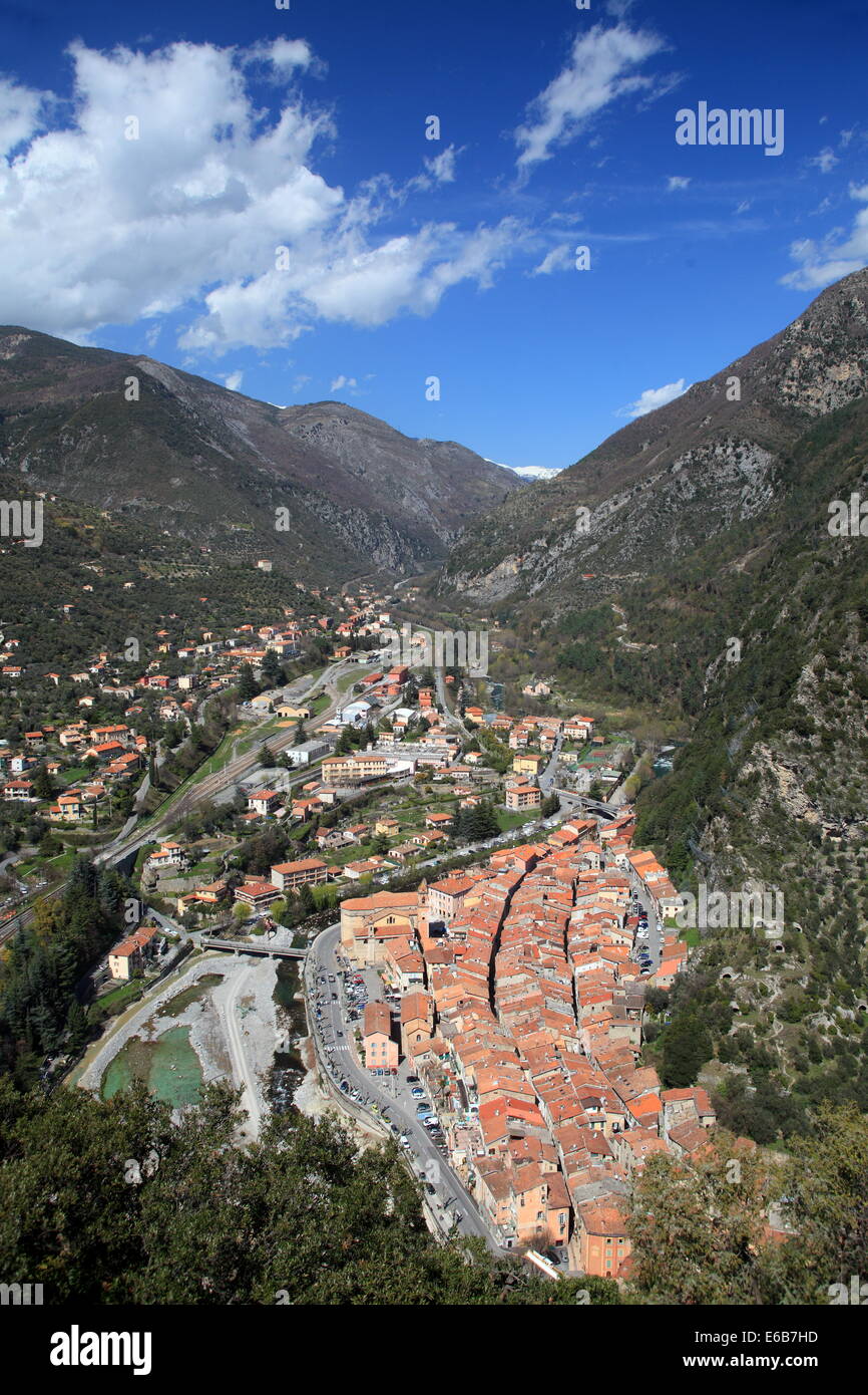 The roof top of the village of Breil sur Roya in the Roya valley in the back country of the ...