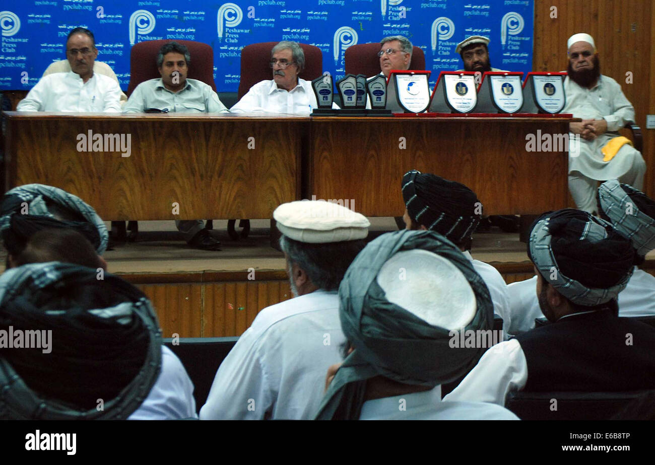 Peshawar, Pakistan. 19th Aug, 2014. Peshawar Press club president Nasir ...