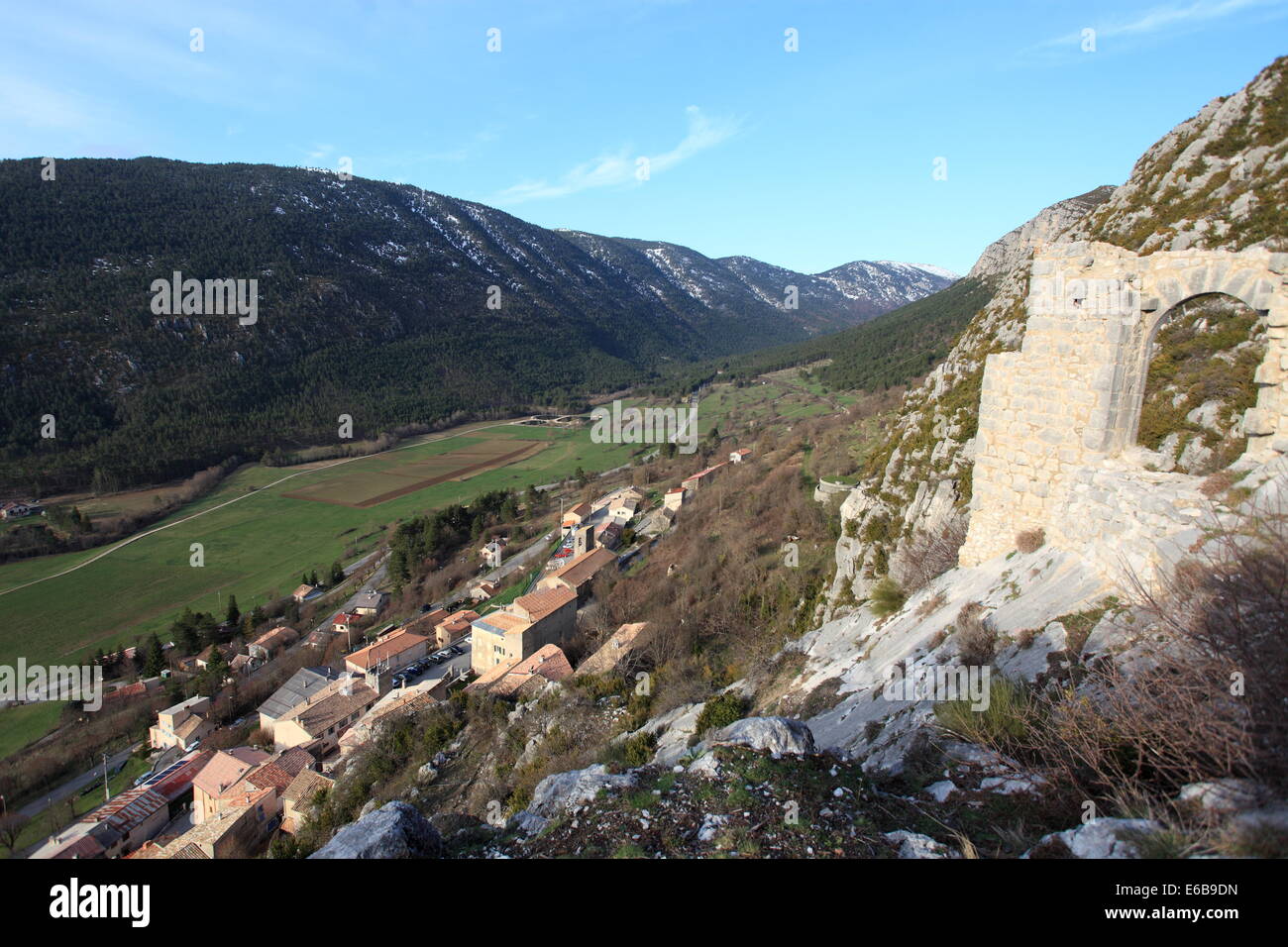 Ruins of Saint Auban, picturesque village of the Prealpes regional park ...