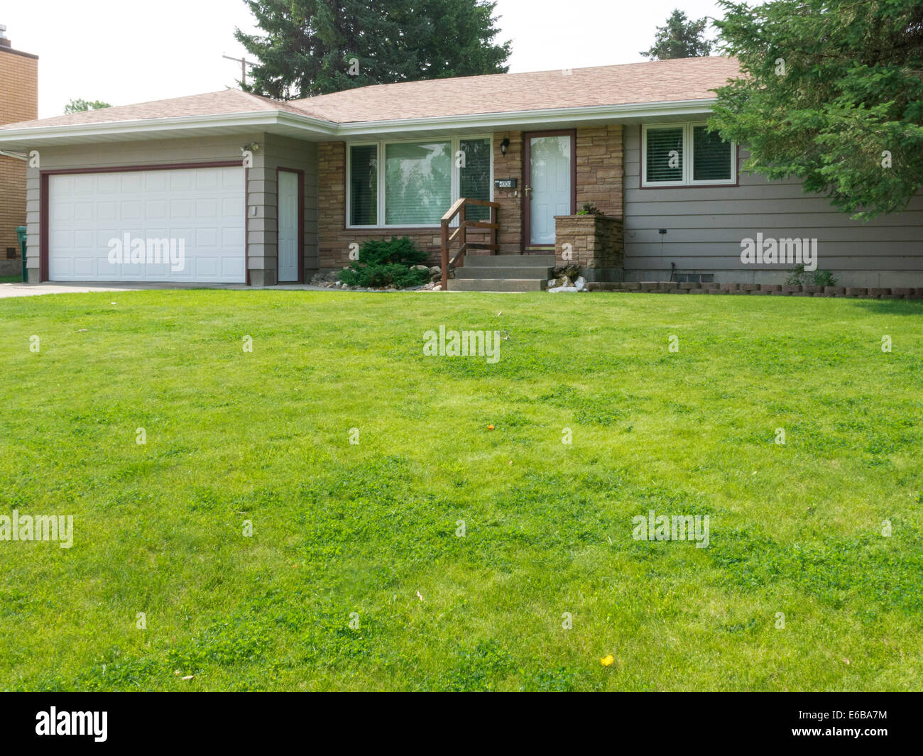 Residential House Exterior in Middle Class Neighborhood, MT, USA Stock ...