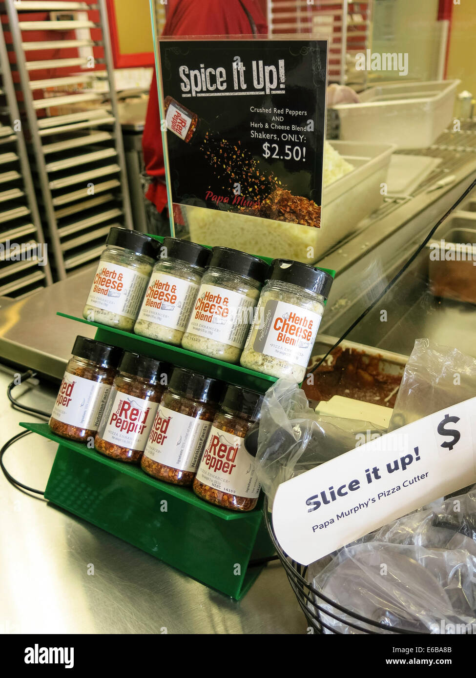Red Pepper Jar Display, Papa Murphy's Pizza, USA Stock Photo - Alamy