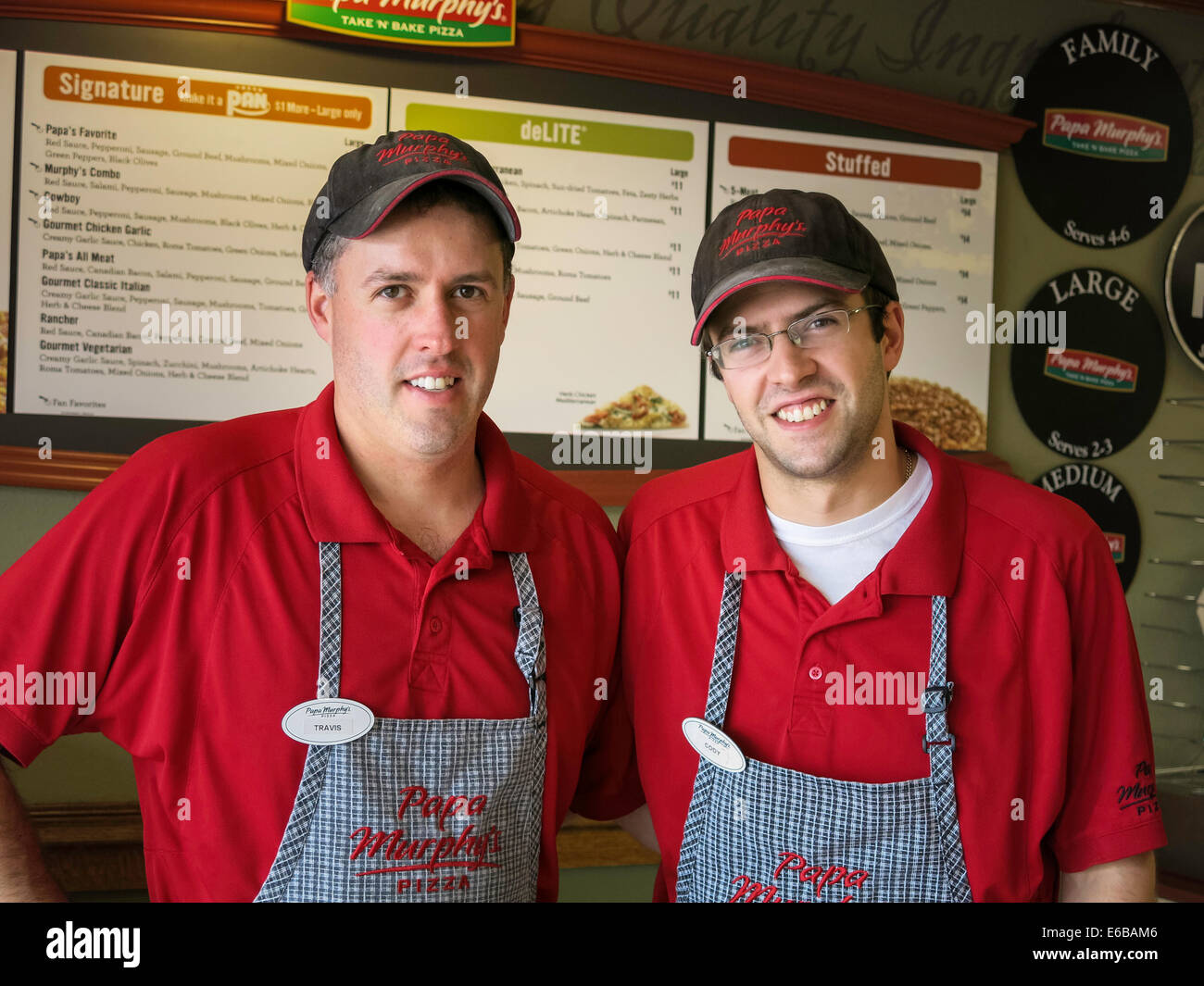 Small Business Owners of Pizza Shop, USA Stock Photo - Alamy
