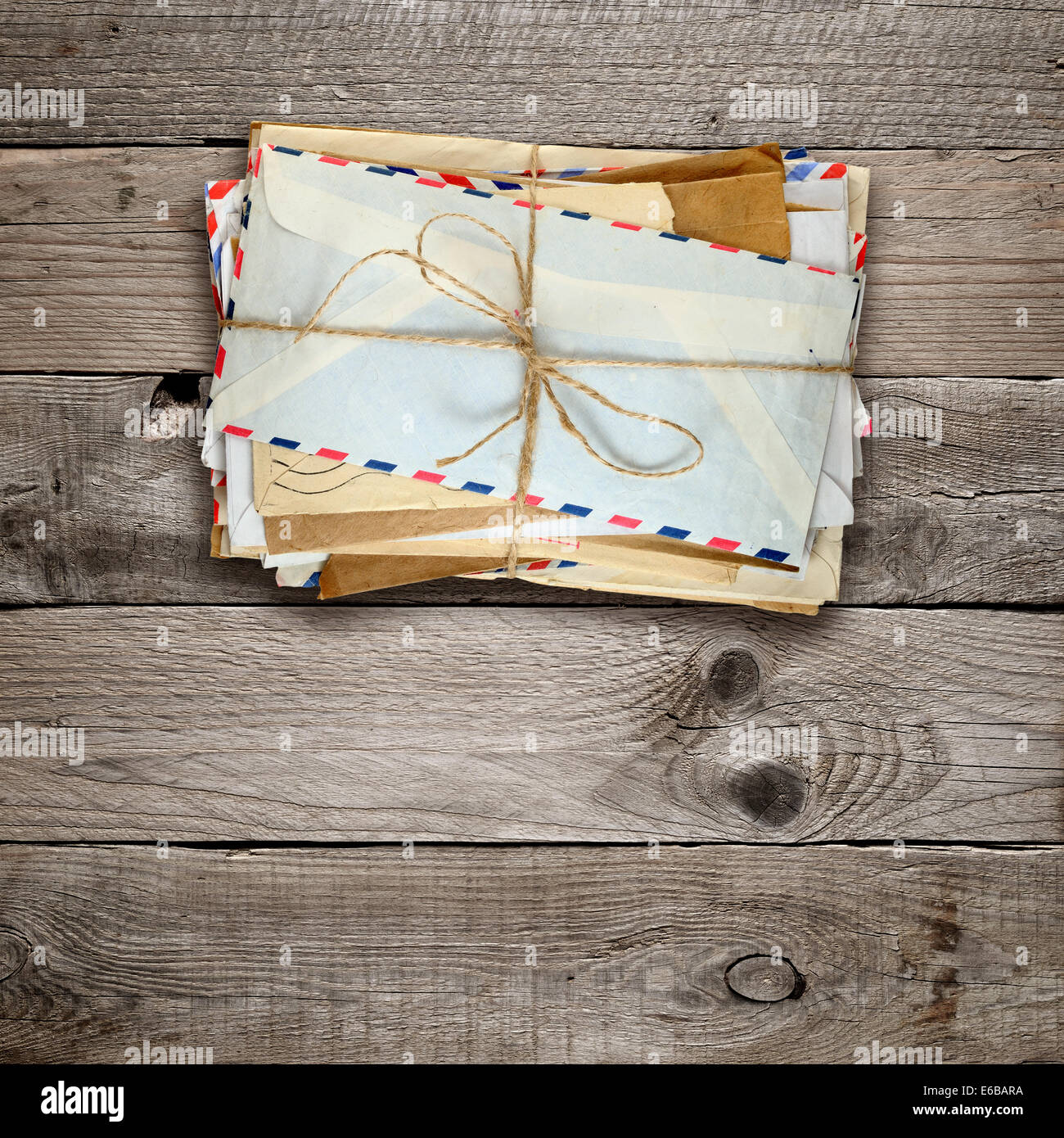 Bunch of old envelopes on wooden background Stock Photo - Alamy