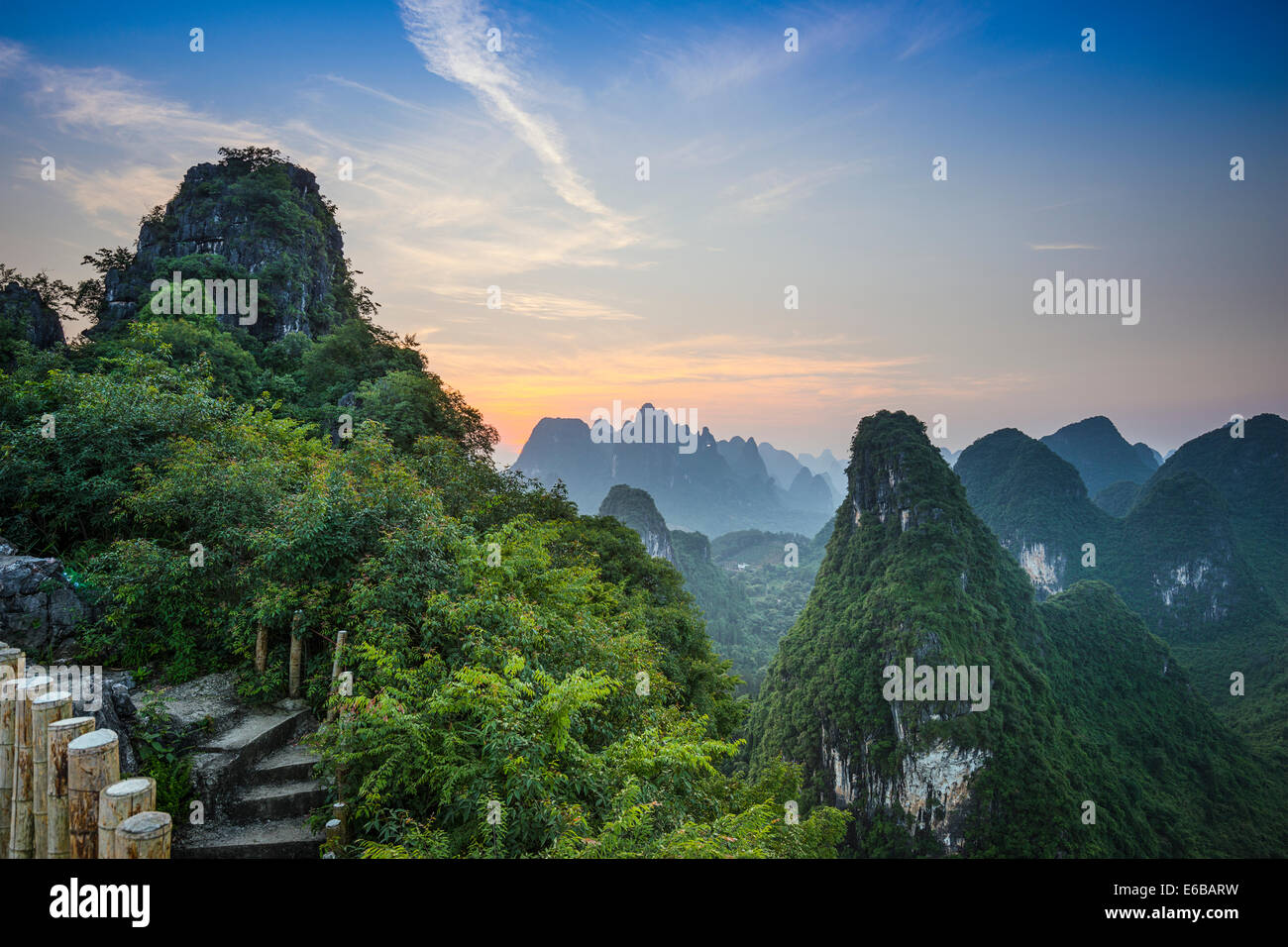 Karst mountain landscape in Xingping, Guangxi Province, China Stock ...