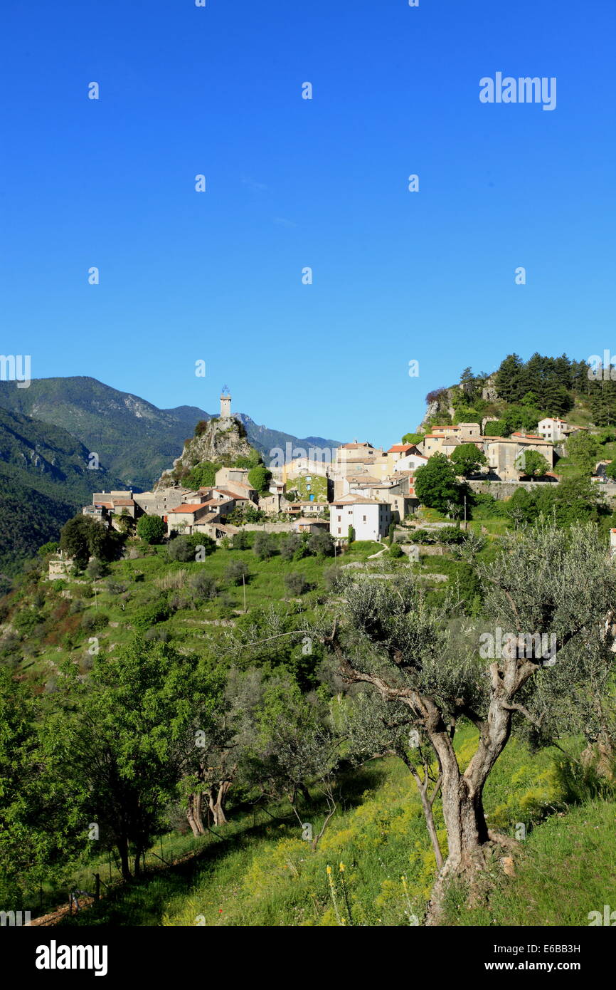 Sigale, picturesque village of the Prealpes regional park, back country ...