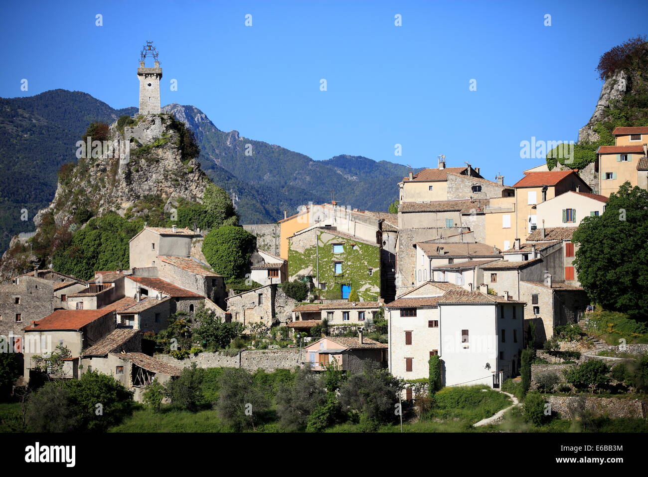 Sigale, picturesque village of the Prealpes regional park, back country ...