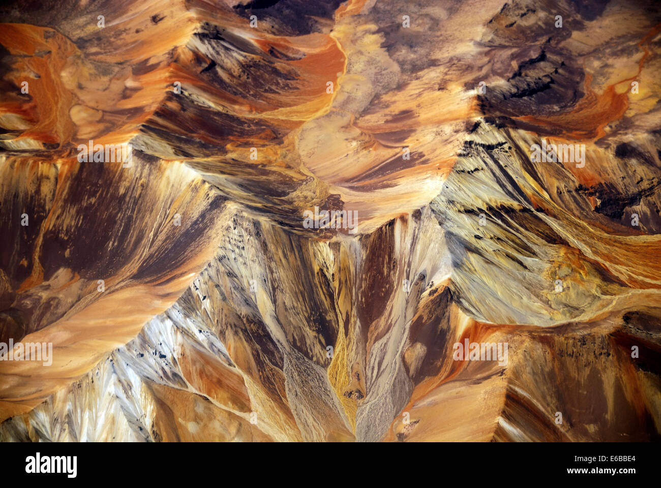 Bolivia, Inland, elevated view of isolated eroded rock formation Stock ...