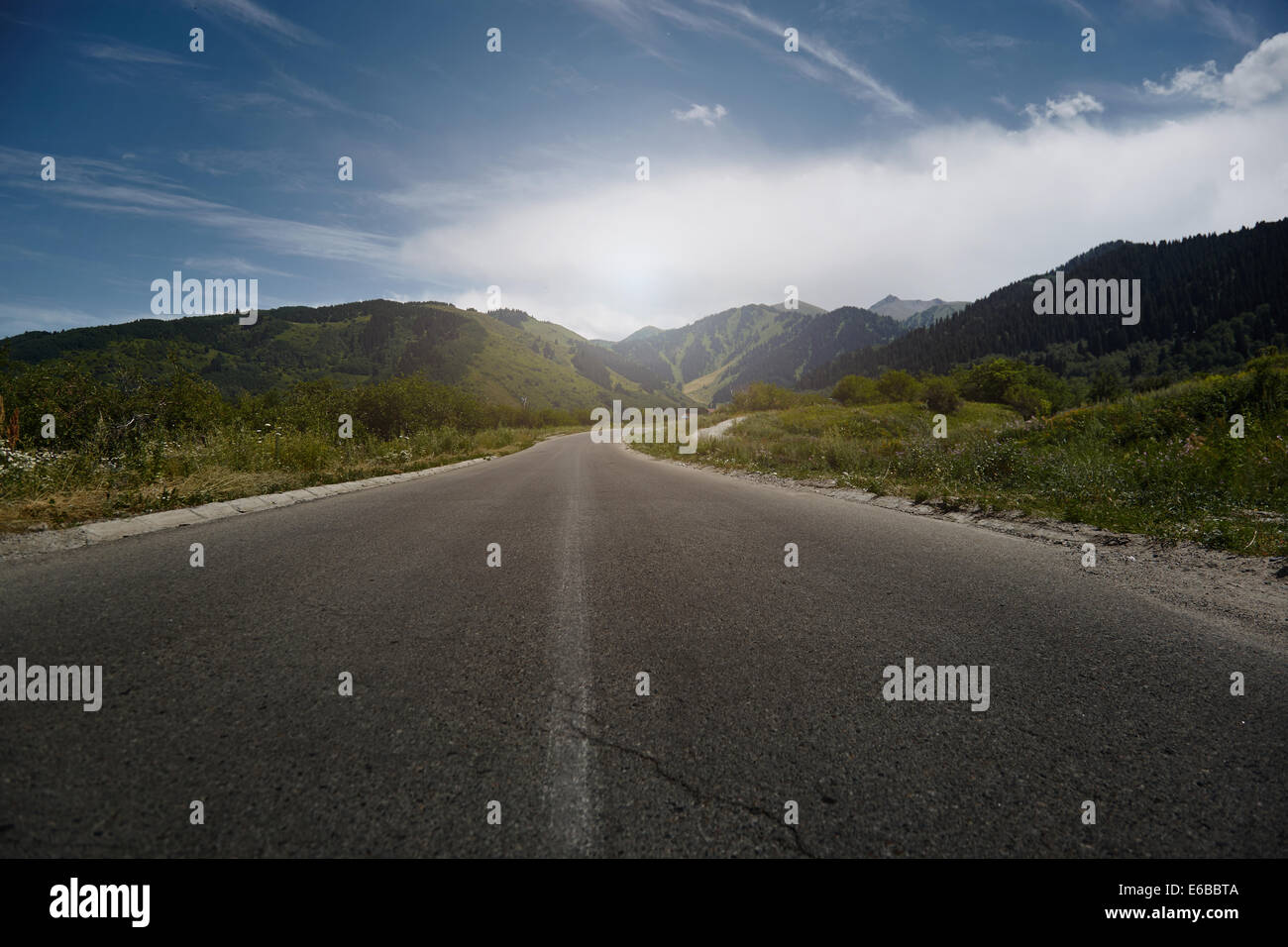 Motor road in highland. Horizontal colorful photo Stock Photo - Alamy