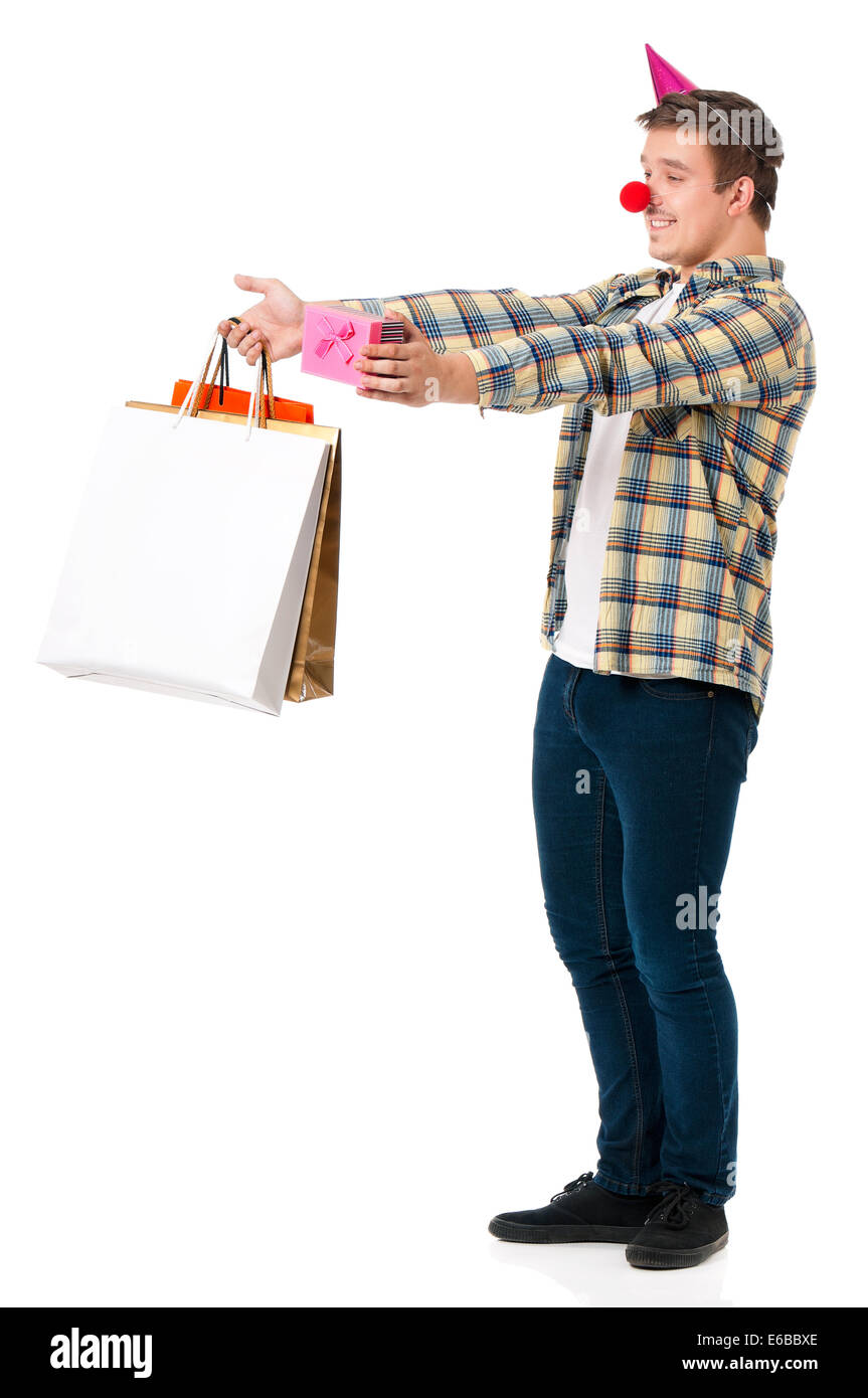 Man with present gift Stock Photo - Alamy