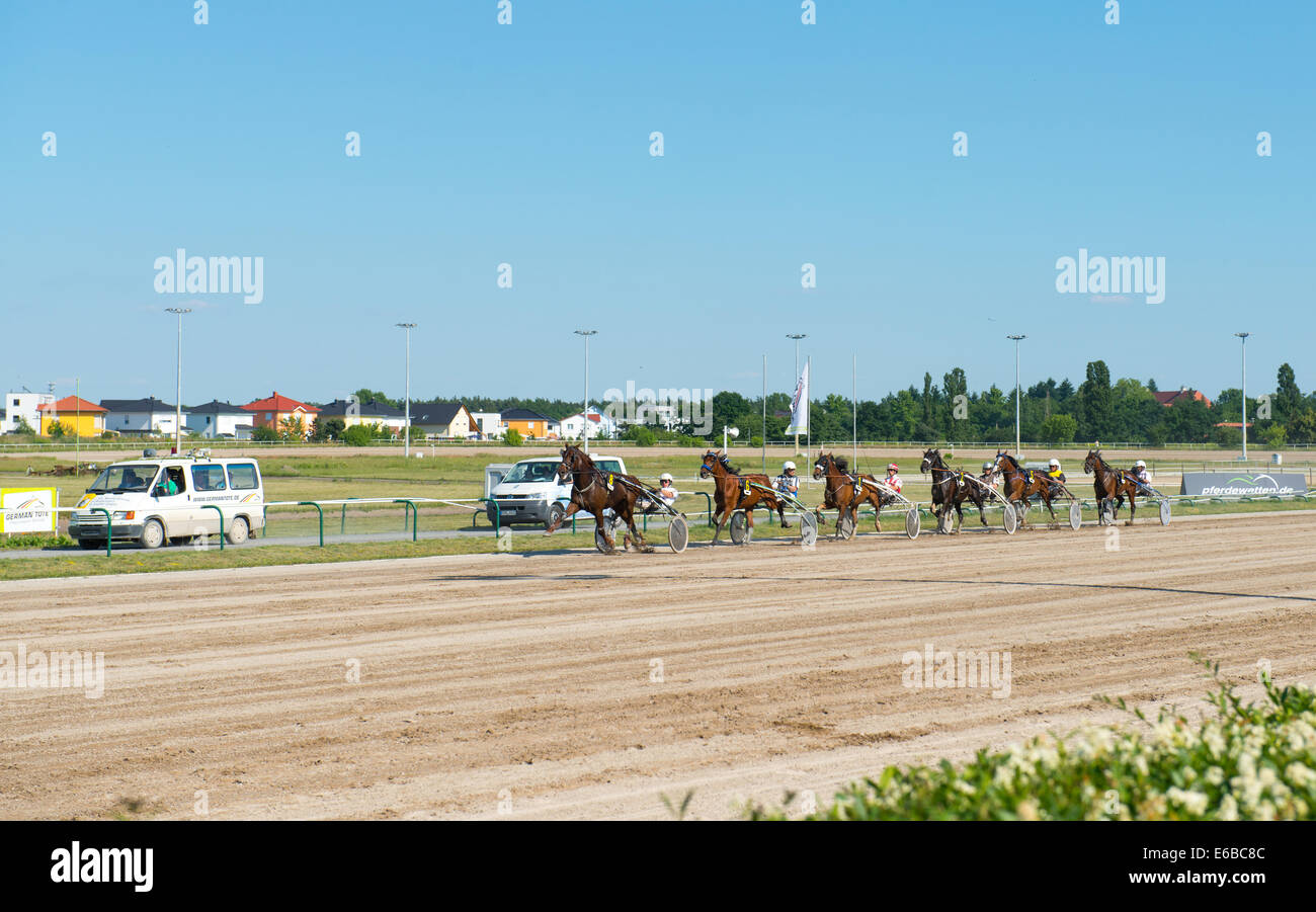 Harness Racing on Karlshorst racetrack in Berlin, Germany Stock Photo ...