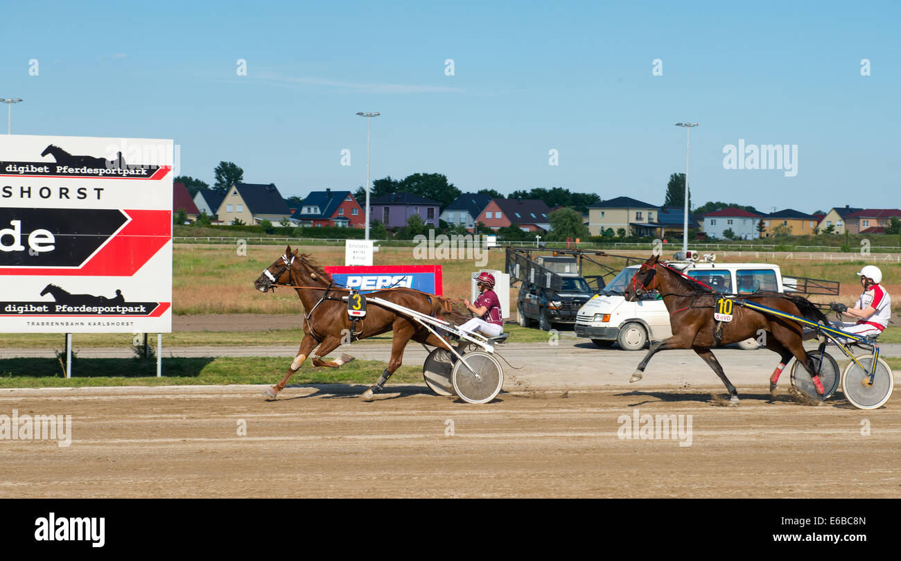 Harness Racing on Karlshorst racetrack in Berlin, Germany Stock Photo ...
