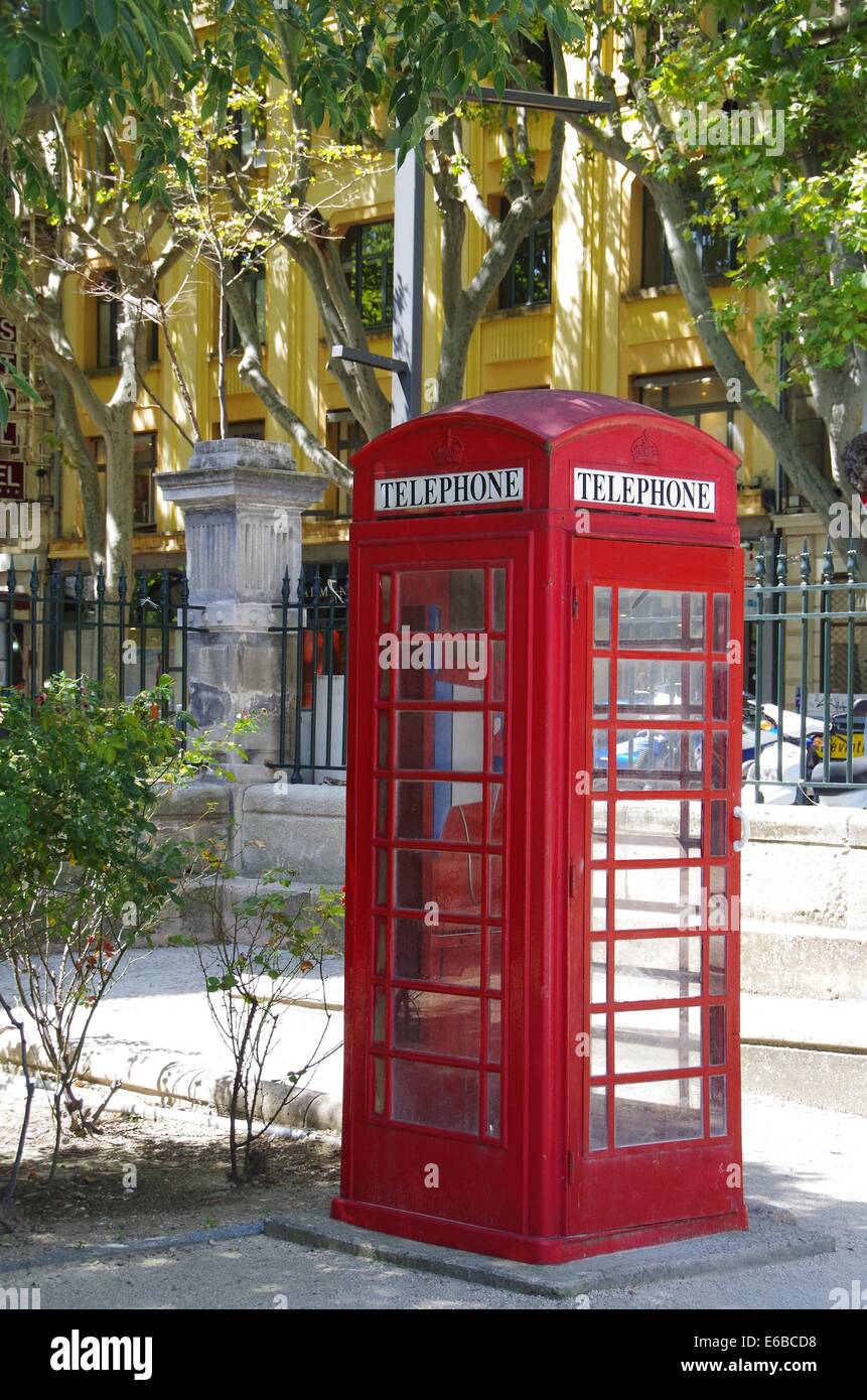 Red UK telephone box in France Stock Photo - Alamy