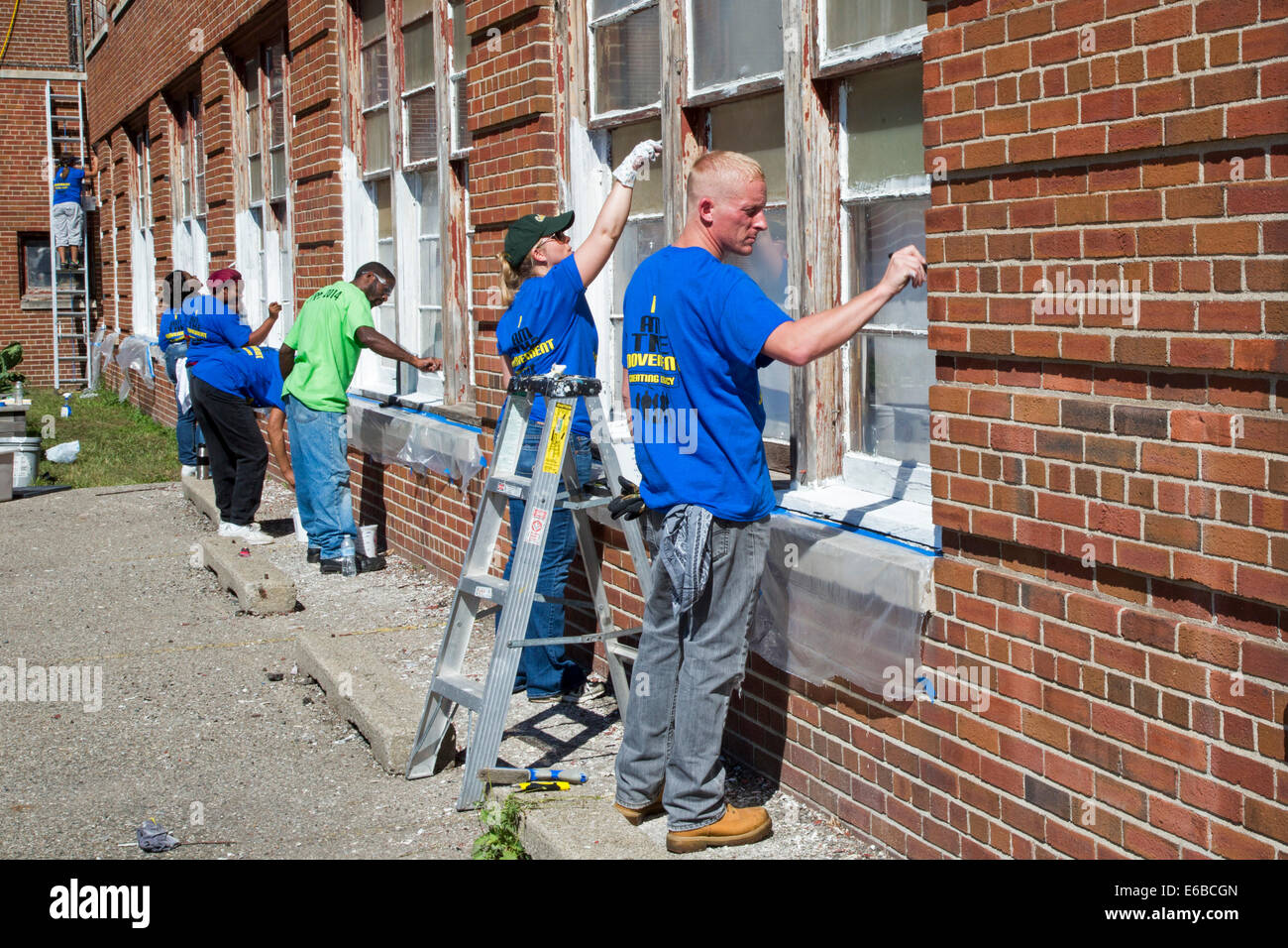 Detroit, Michigan - Volunteers clean and repair Mann Elementary School ...