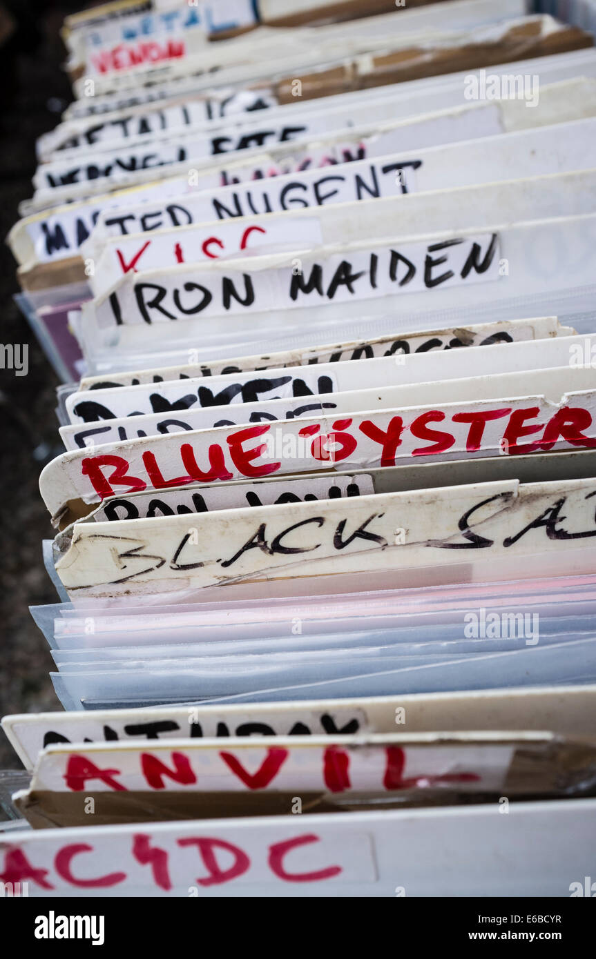 Second-hand records stall at weekend Fleamarket at Mauerpark in ...
