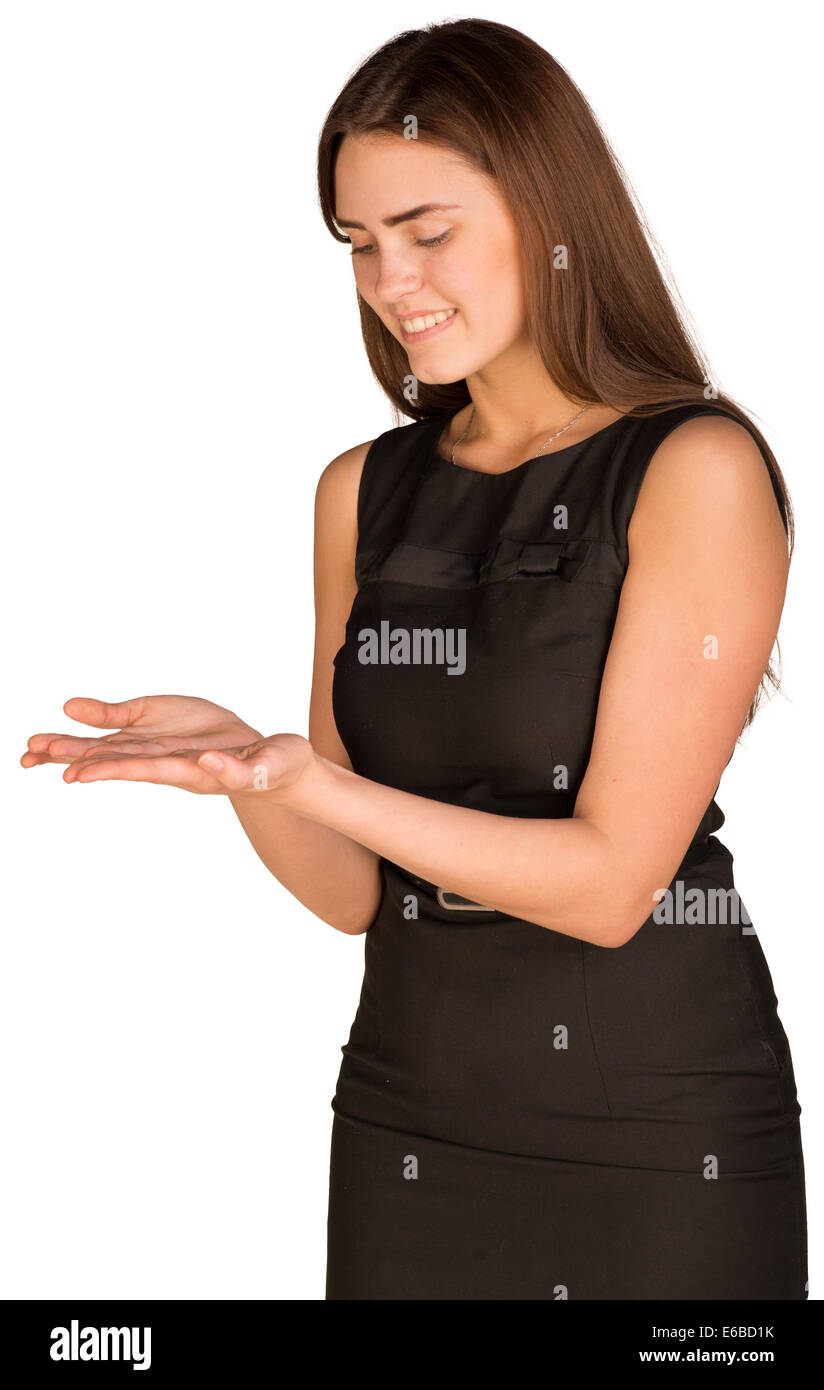 Businesswoman looking in his empty hands Stock Photo - Alamy