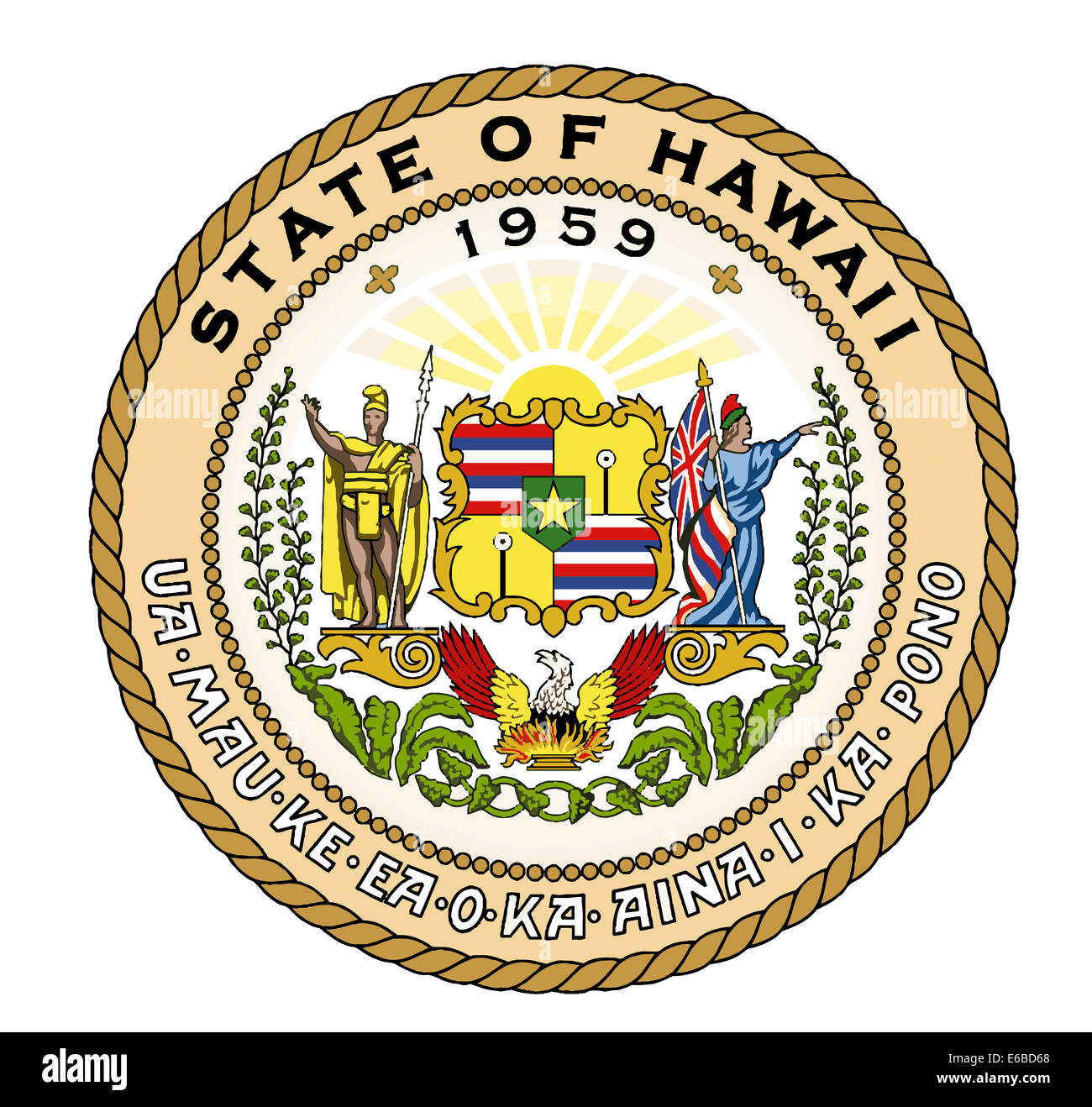 The state Seal of Hawaii over a white background Stock Photo - Alamy