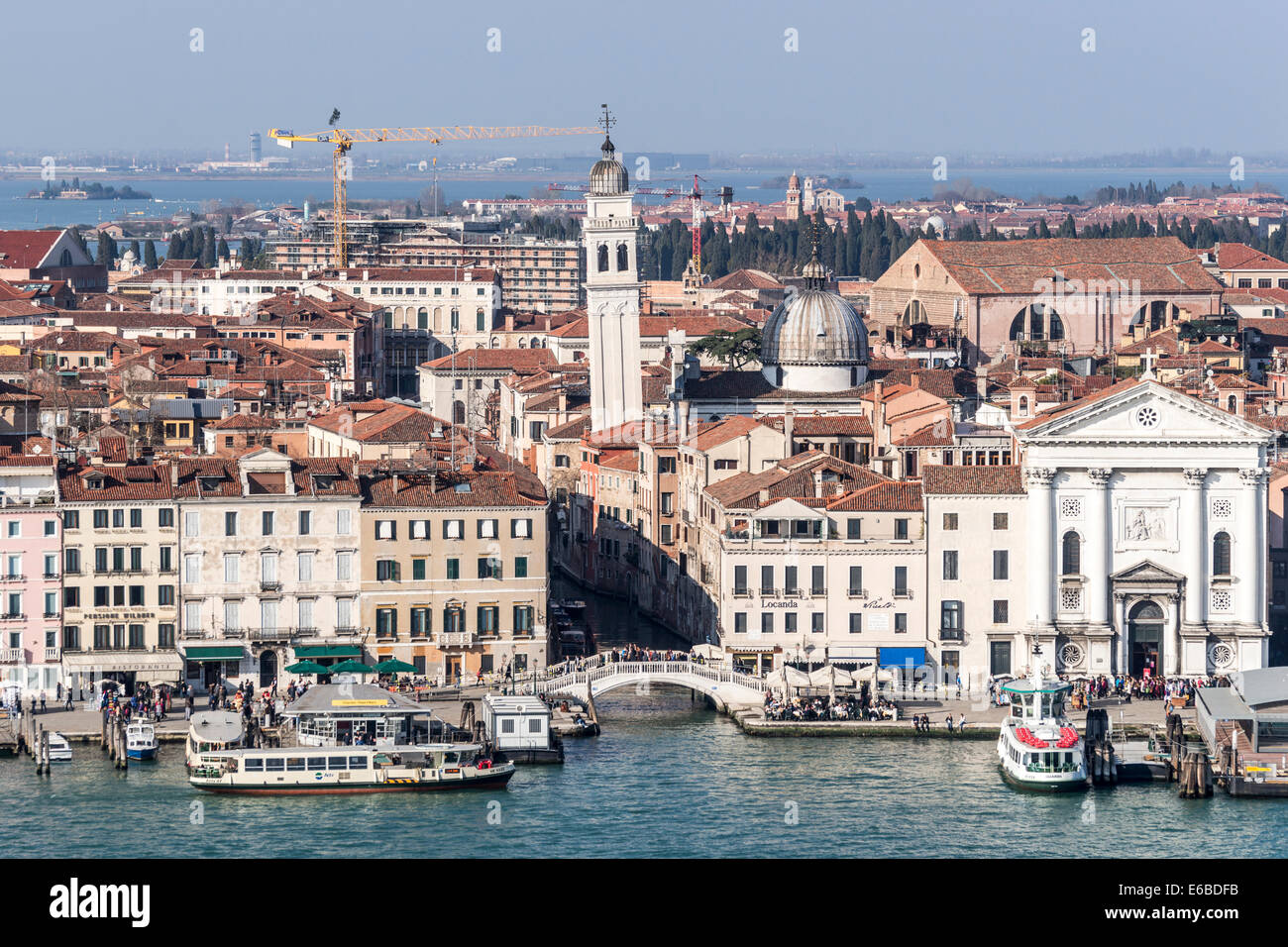 Close view of the waterfront of the Castello District of Venice from ...